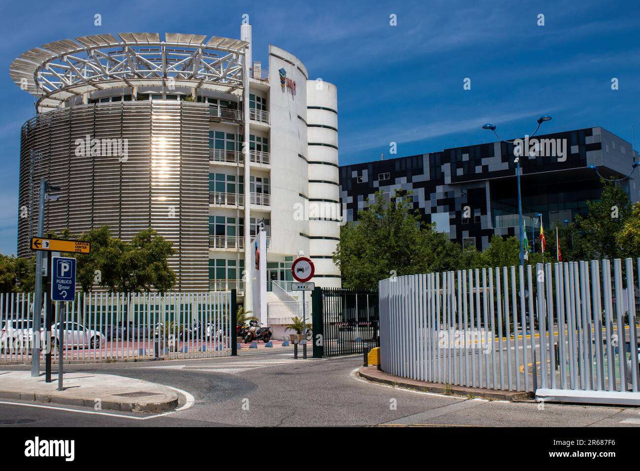 Seville, Spain - June 06, 2023 Architecture and cityscape of Cartuja ...