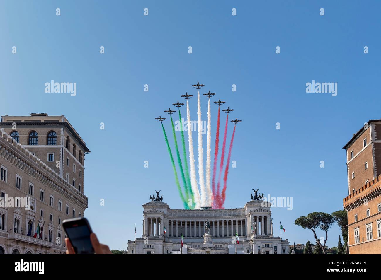 Rome Italy. June 02, 2023. The famous Italian National Acrobatic Patrol ...