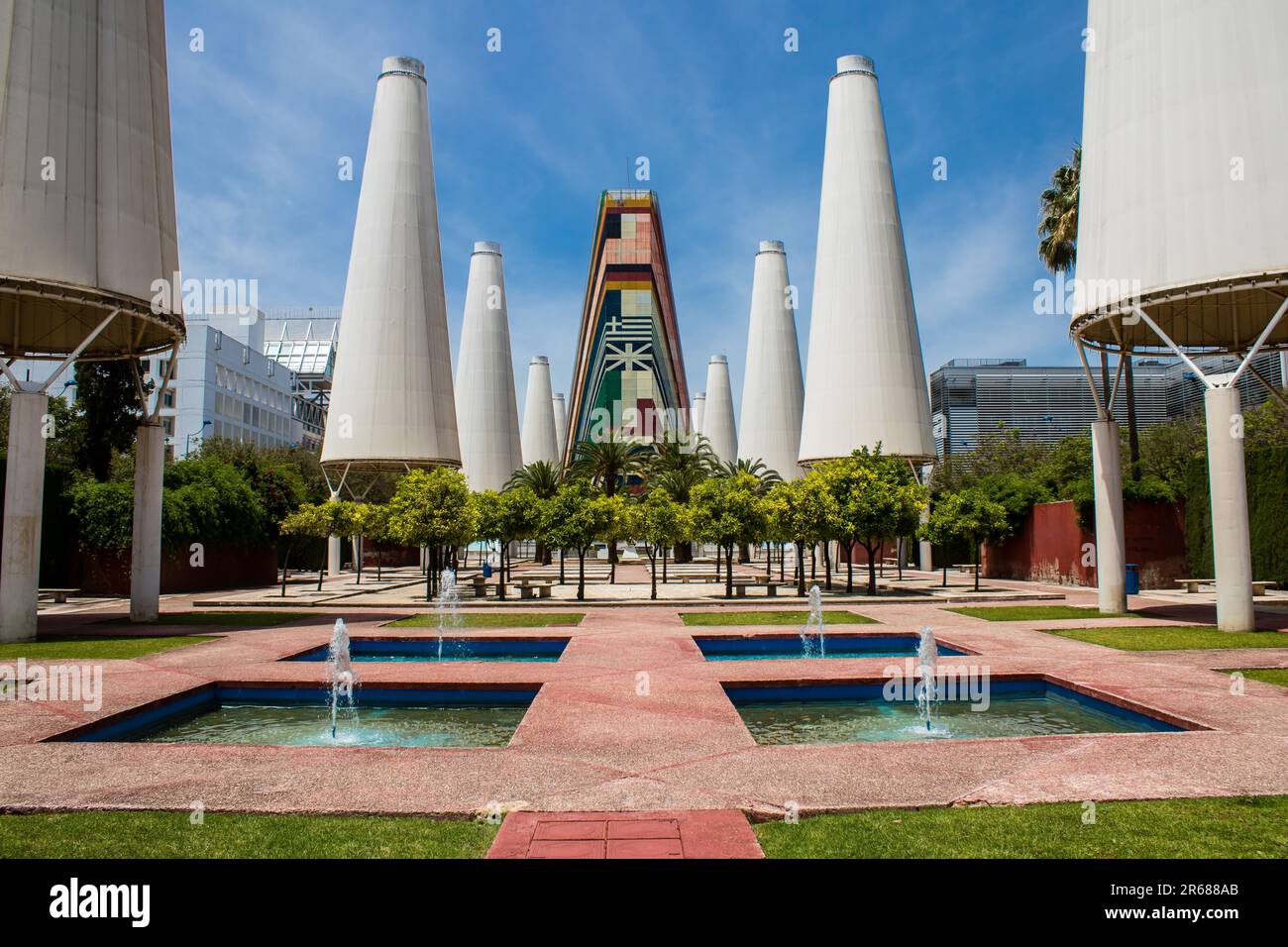 Seville, Spain - June 06, 2023 Architecture and cityscape of Cartuja ...