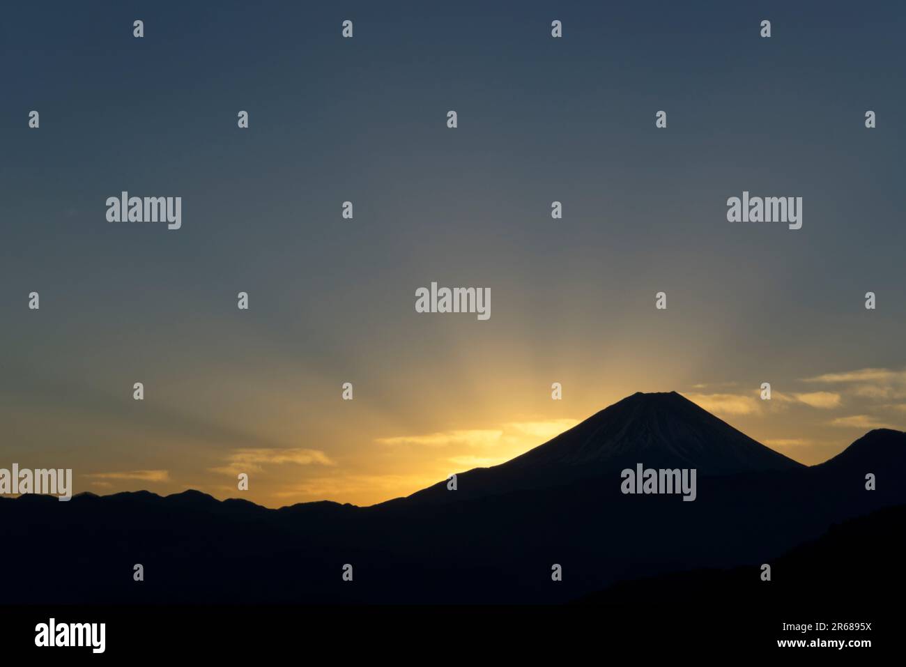 Mount Fuji in front of a sunrise Stock Photo - Alamy