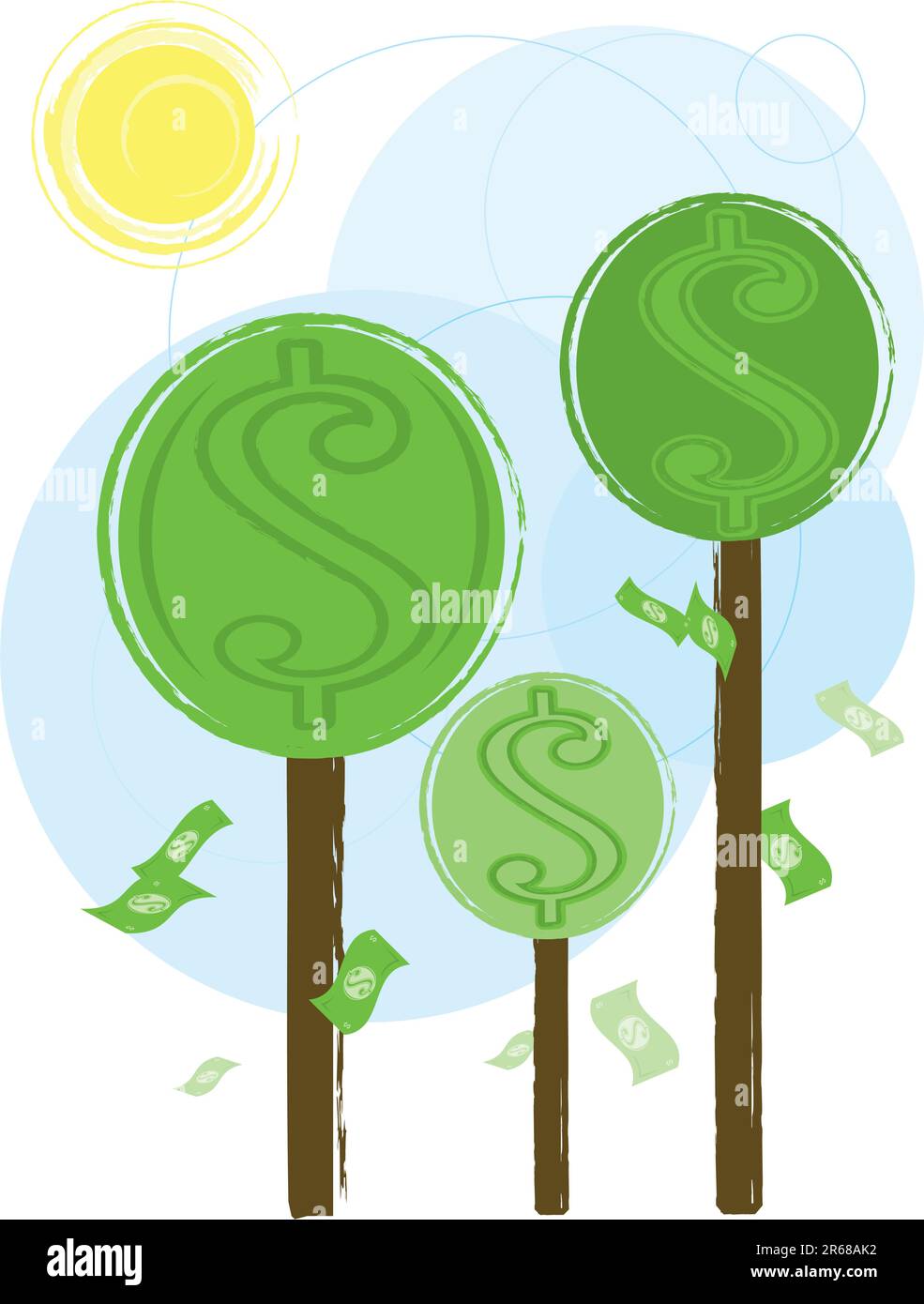 Money falling on trees Cut Out Stock Images & Pictures - Alamy