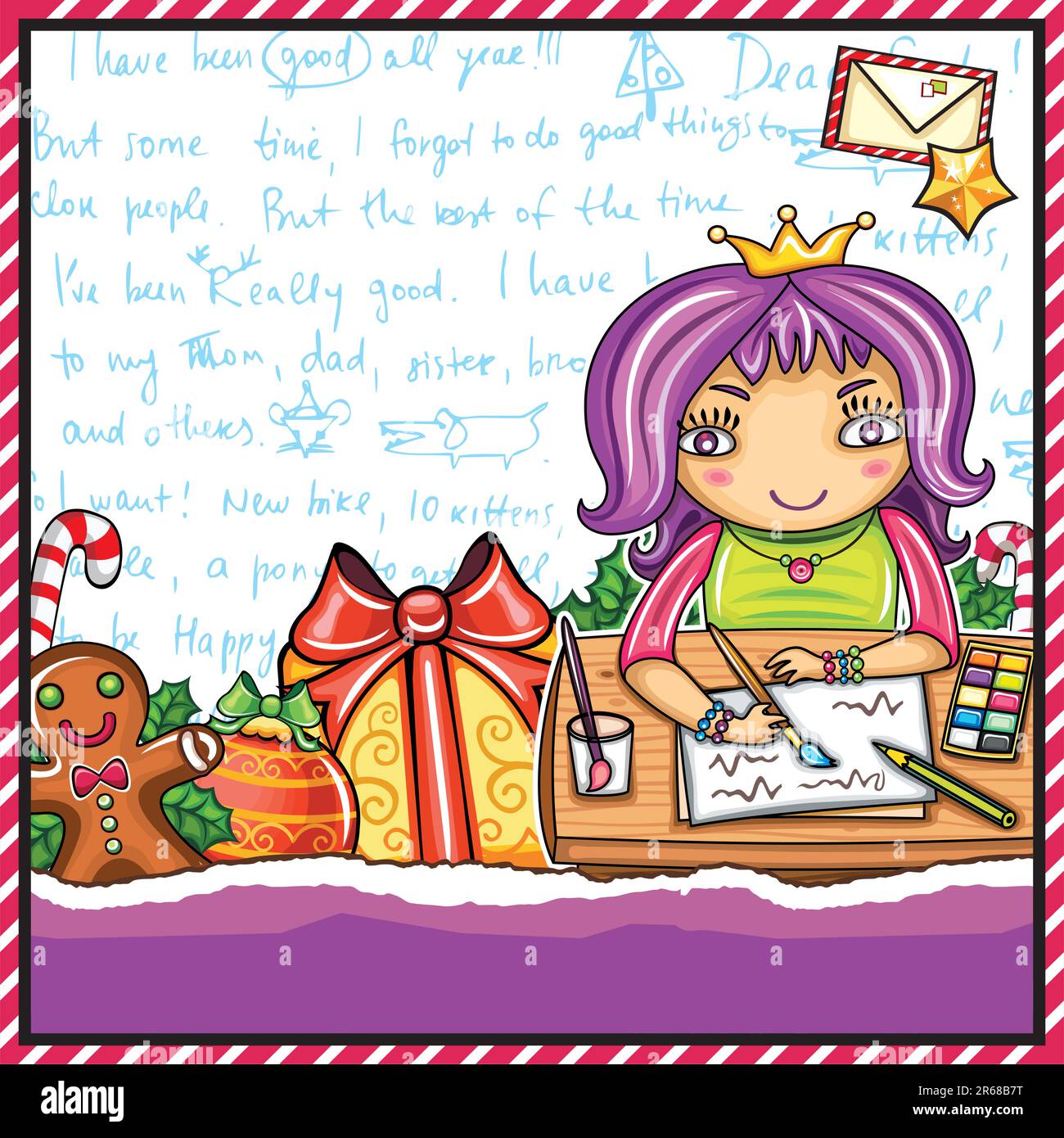 Cartoon Man Writing Letter