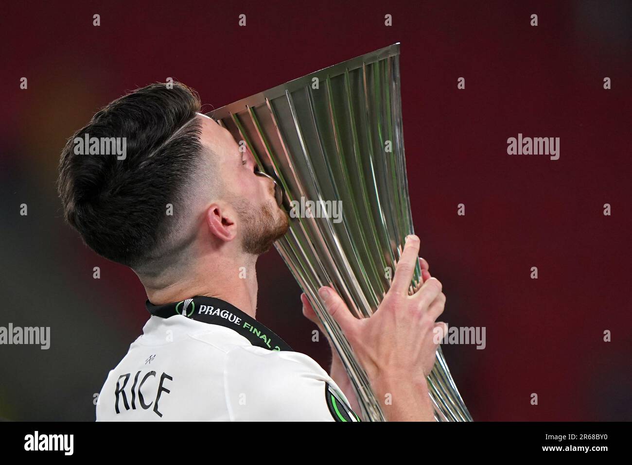 West Ham United's Declan Rice kisses the UEFA Europa Conference League ...