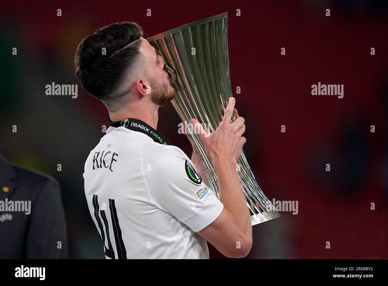 West Ham United's Declan Rice kisses the UEFA Europa Conference League ...
