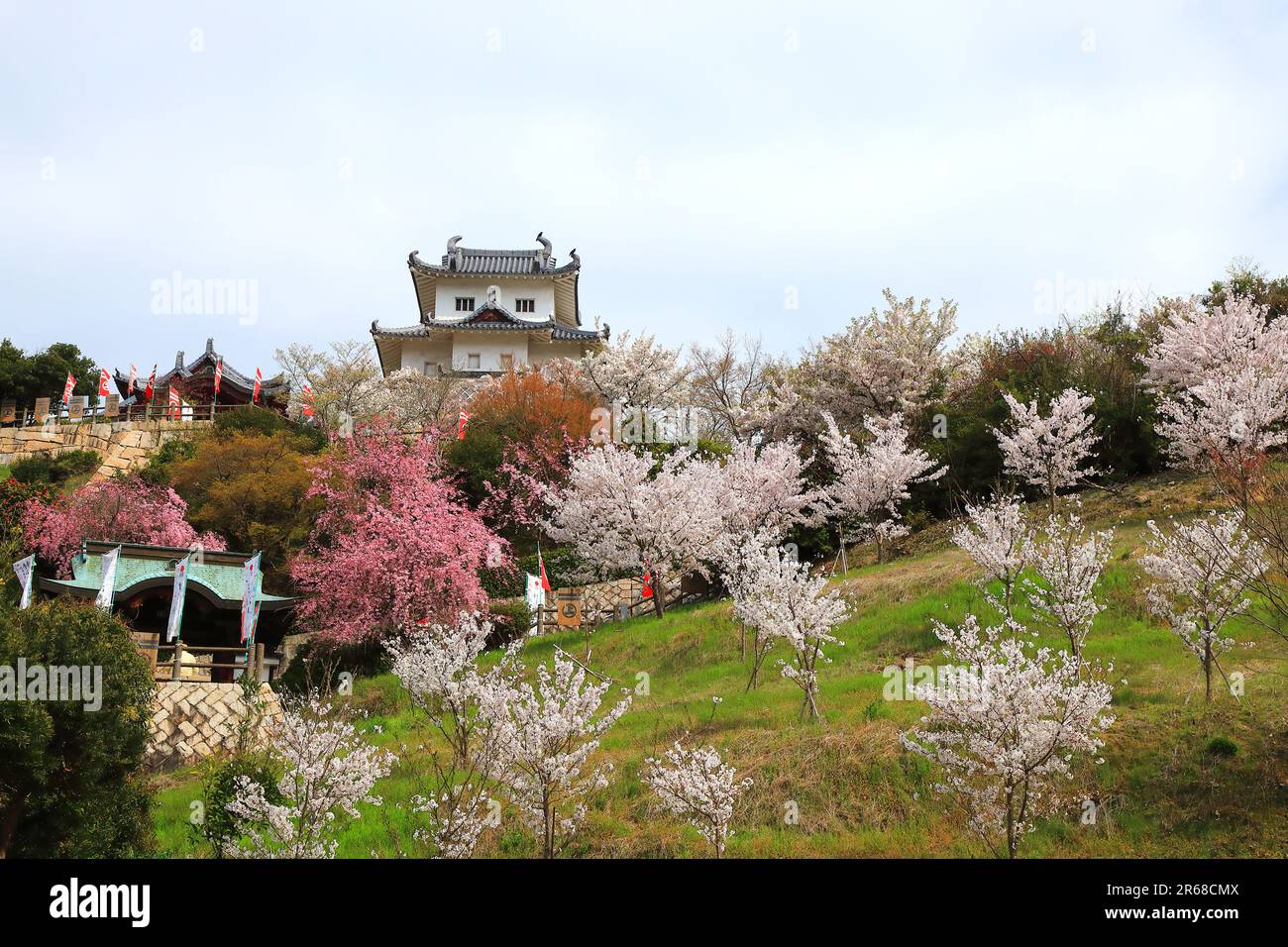 Innoshima Suigun Castle Keep in Spring Stock Photo - Alamy