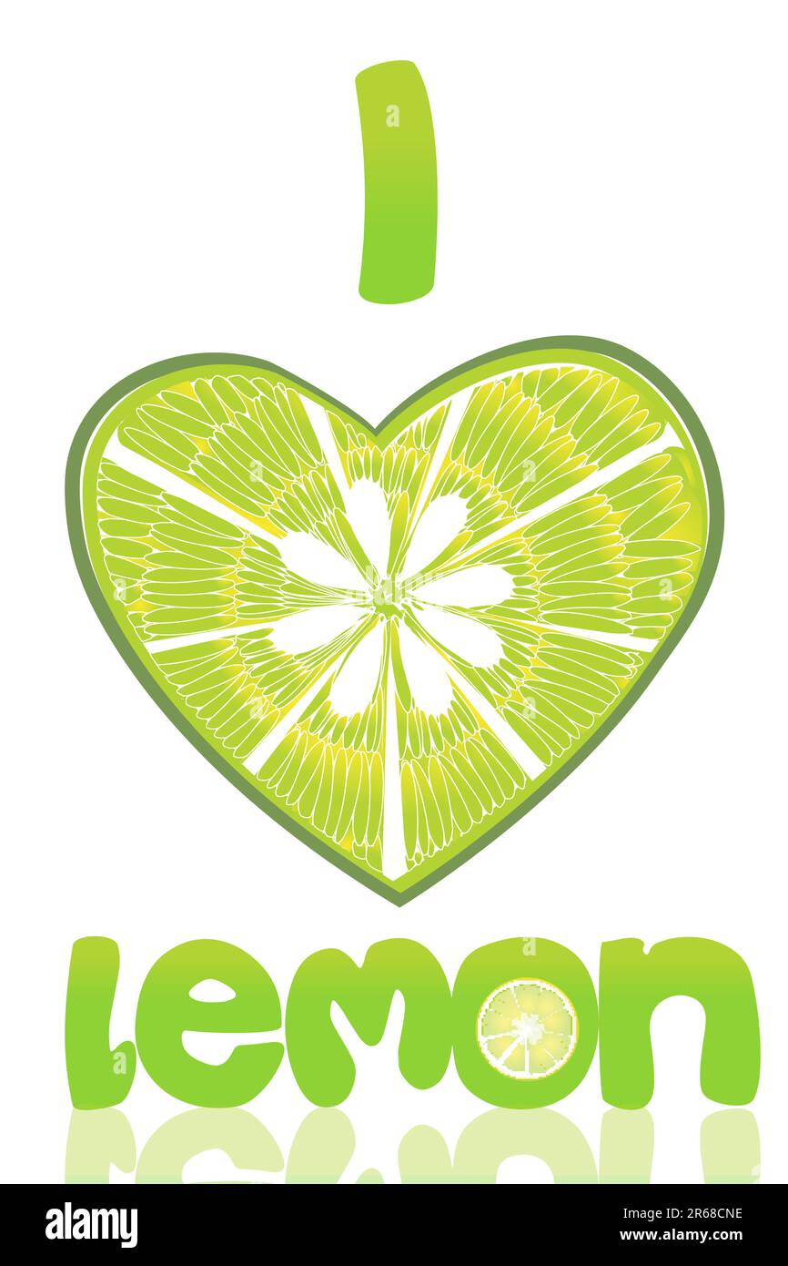 illustration of i love lemon on isolated background Stock Vector Image ...