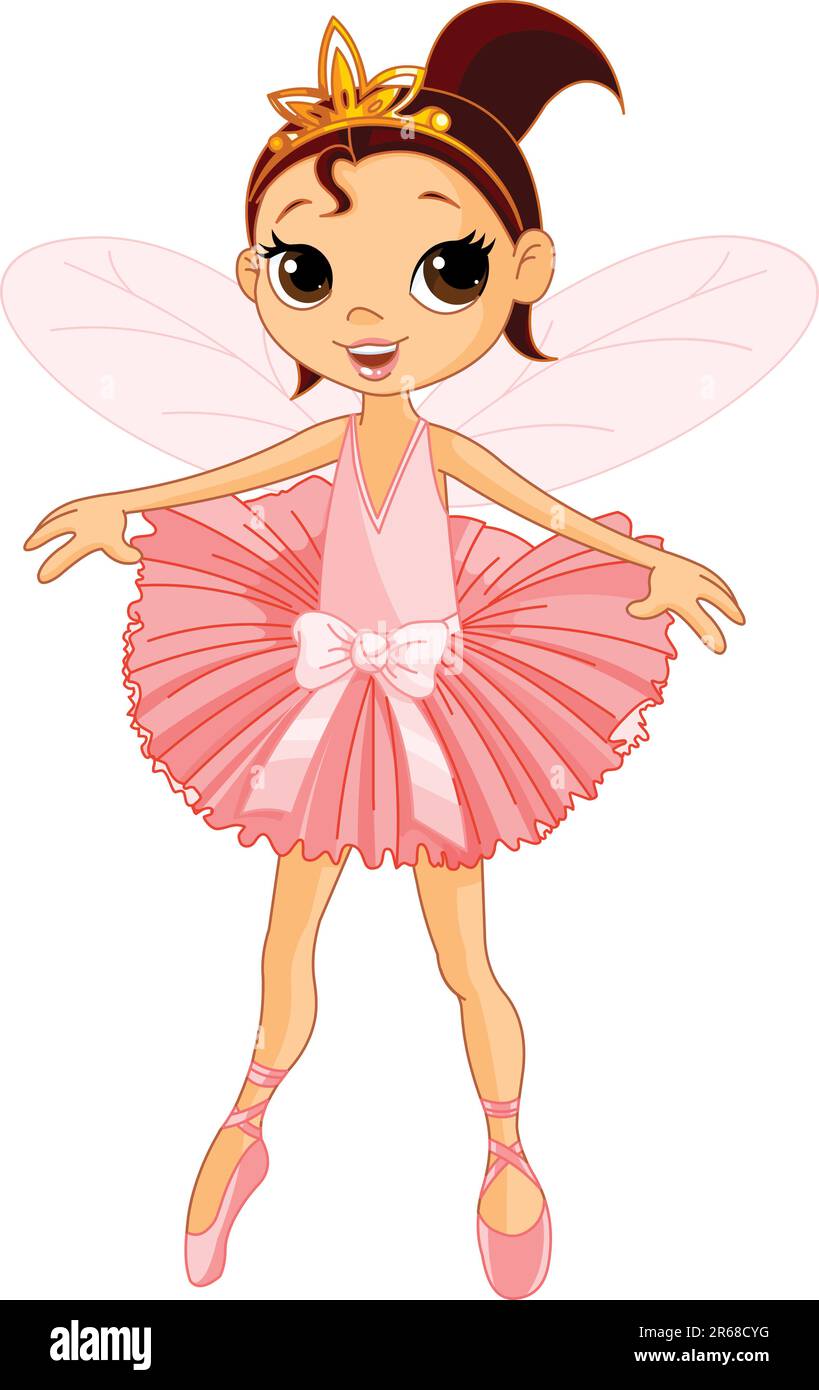 Vector Illustration of Little Cute dancing Fairy Ballerina Stock Vector ...