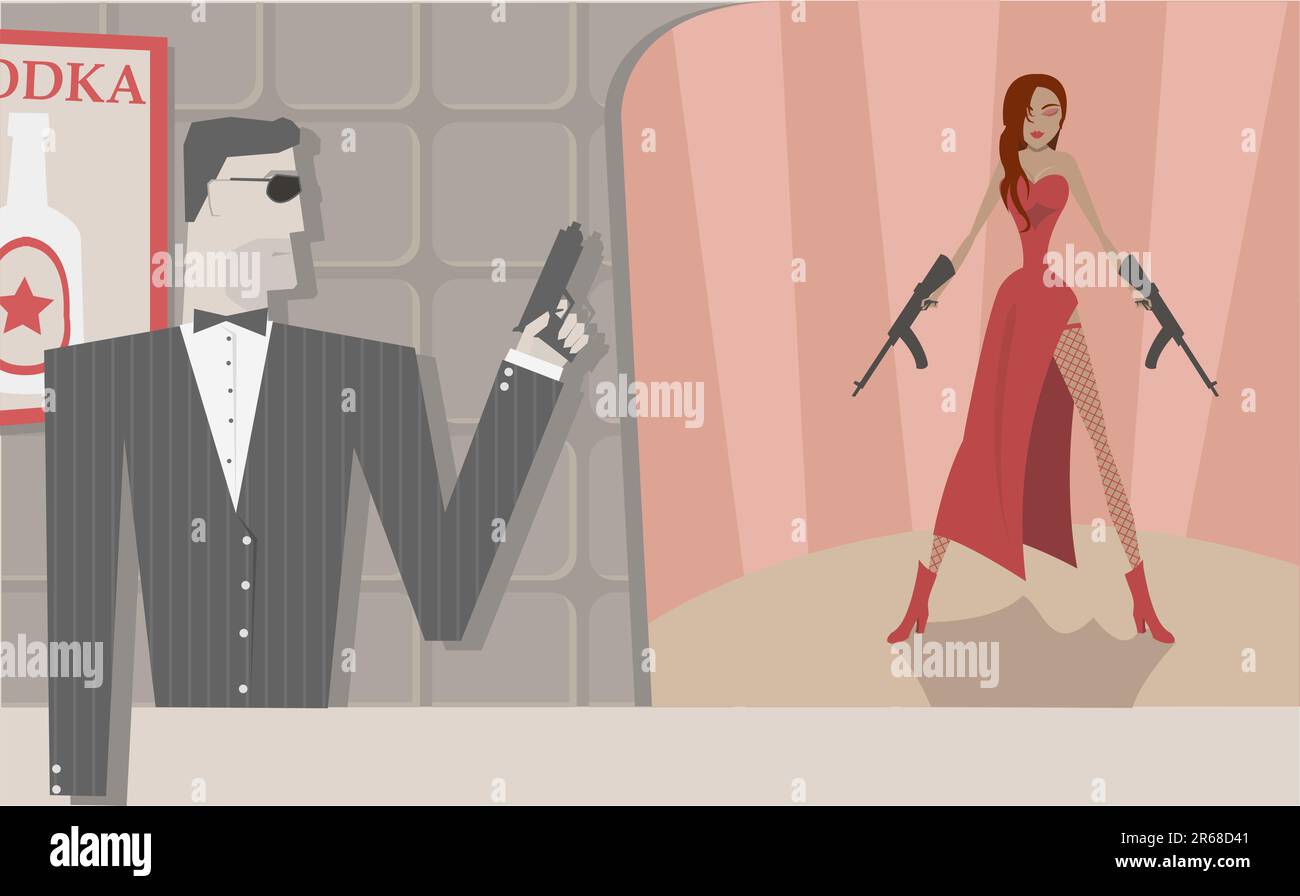 Vector cool secret agents, man and woman Stock Vector Image & Art - Alamy