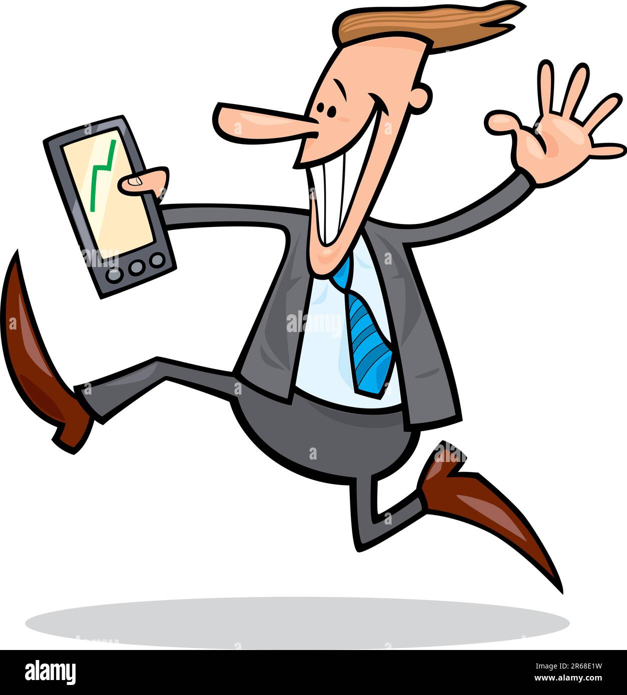 cartoon illustration of running businessman happy of share rises Stock ...