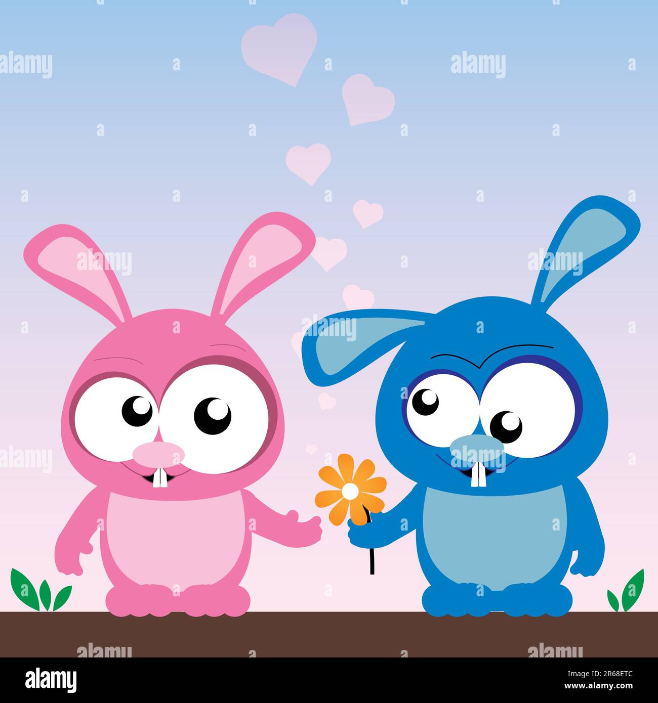 vector illustration of two bunnies in love Stock Vector Image & Art - Alamy