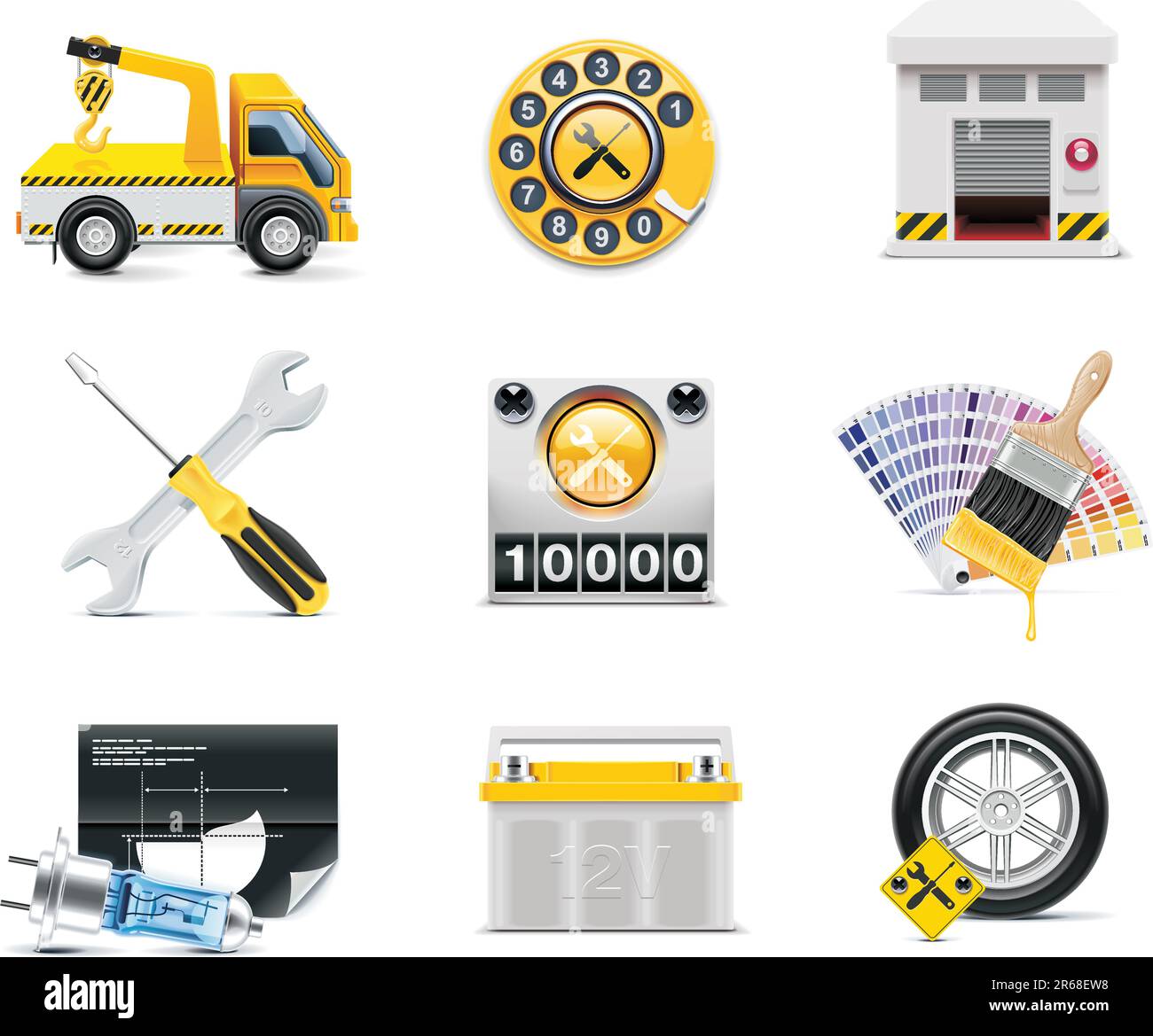 Set of the car repair and maintenance related icons Stock Vector Image ...