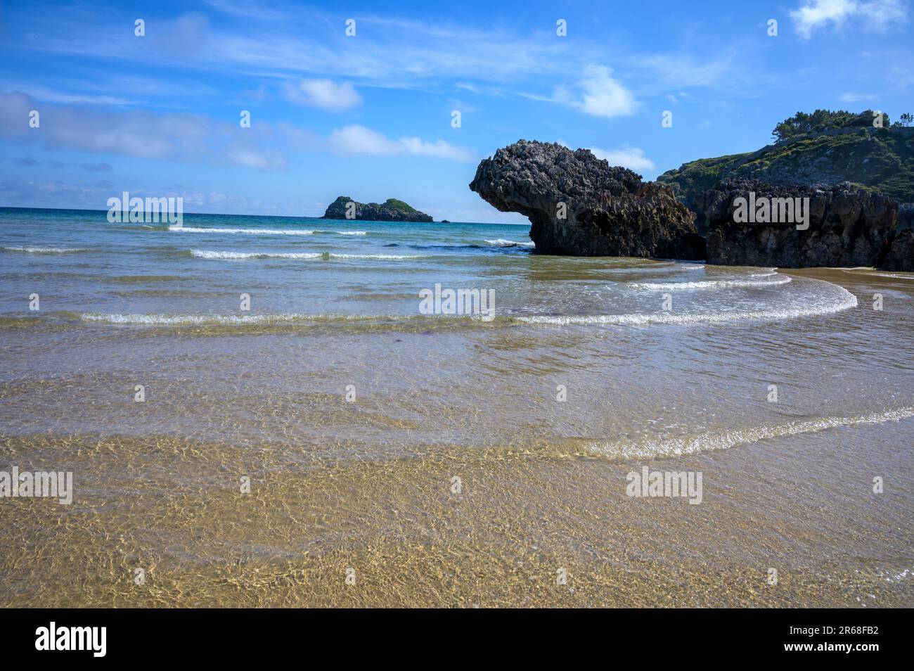 View on Playa de Palombina Las Camaras in Celorio village, Green coast ...