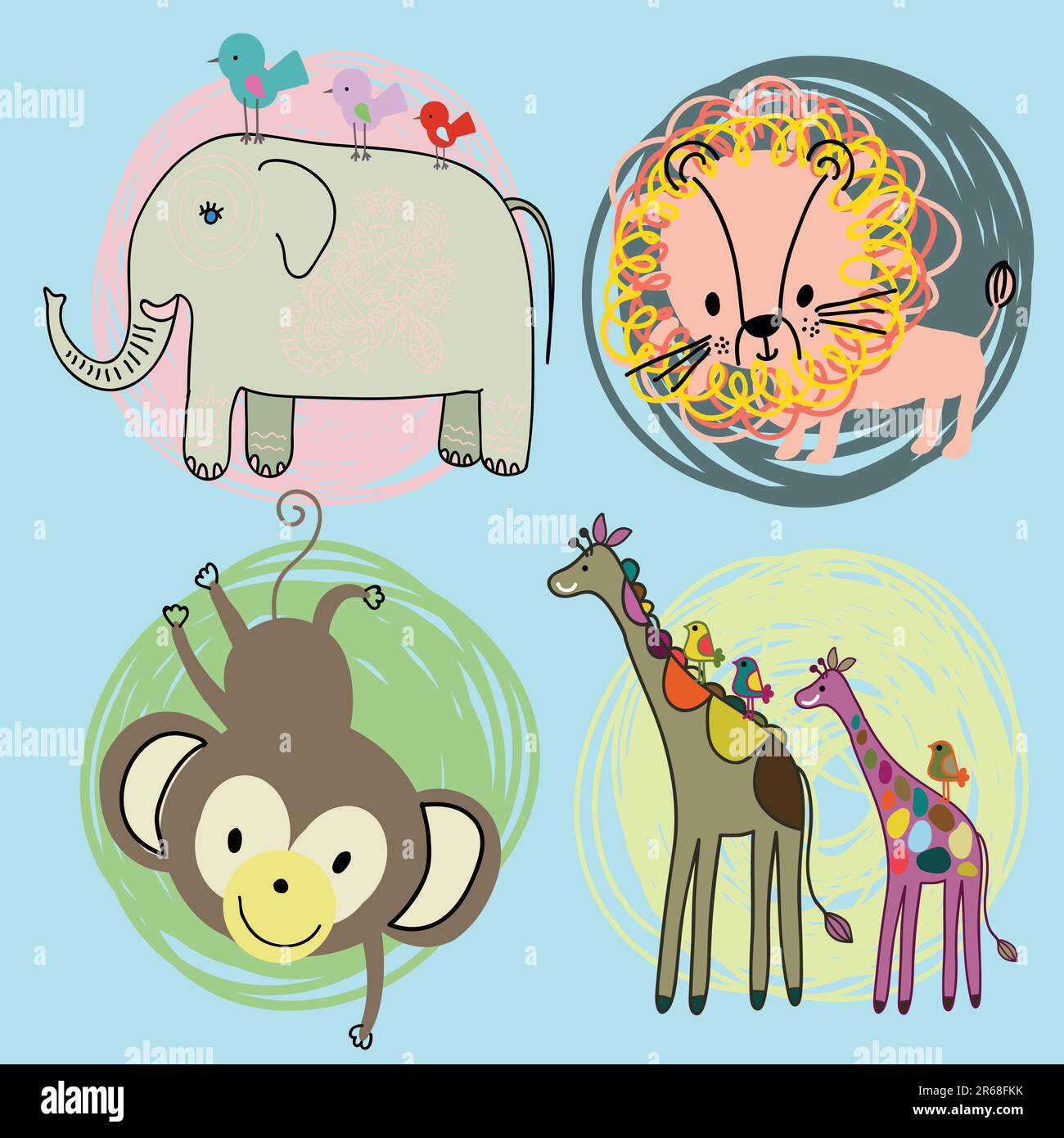 Cute Safari Animal Set Vector Illustration Stock Vector Image & Art - Alamy