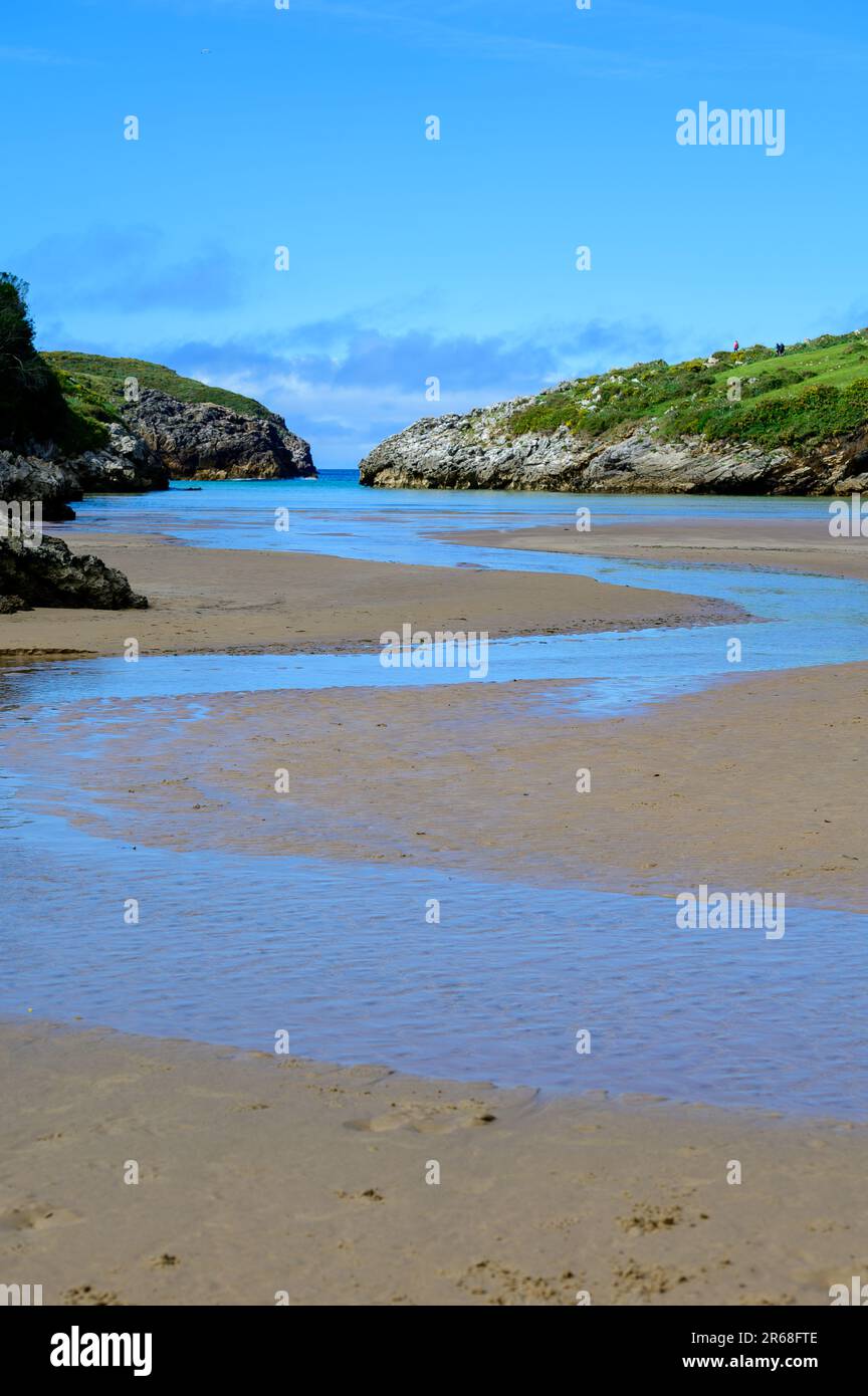 View on Playa de Poo during low tide near Llanes, Green coast of ...