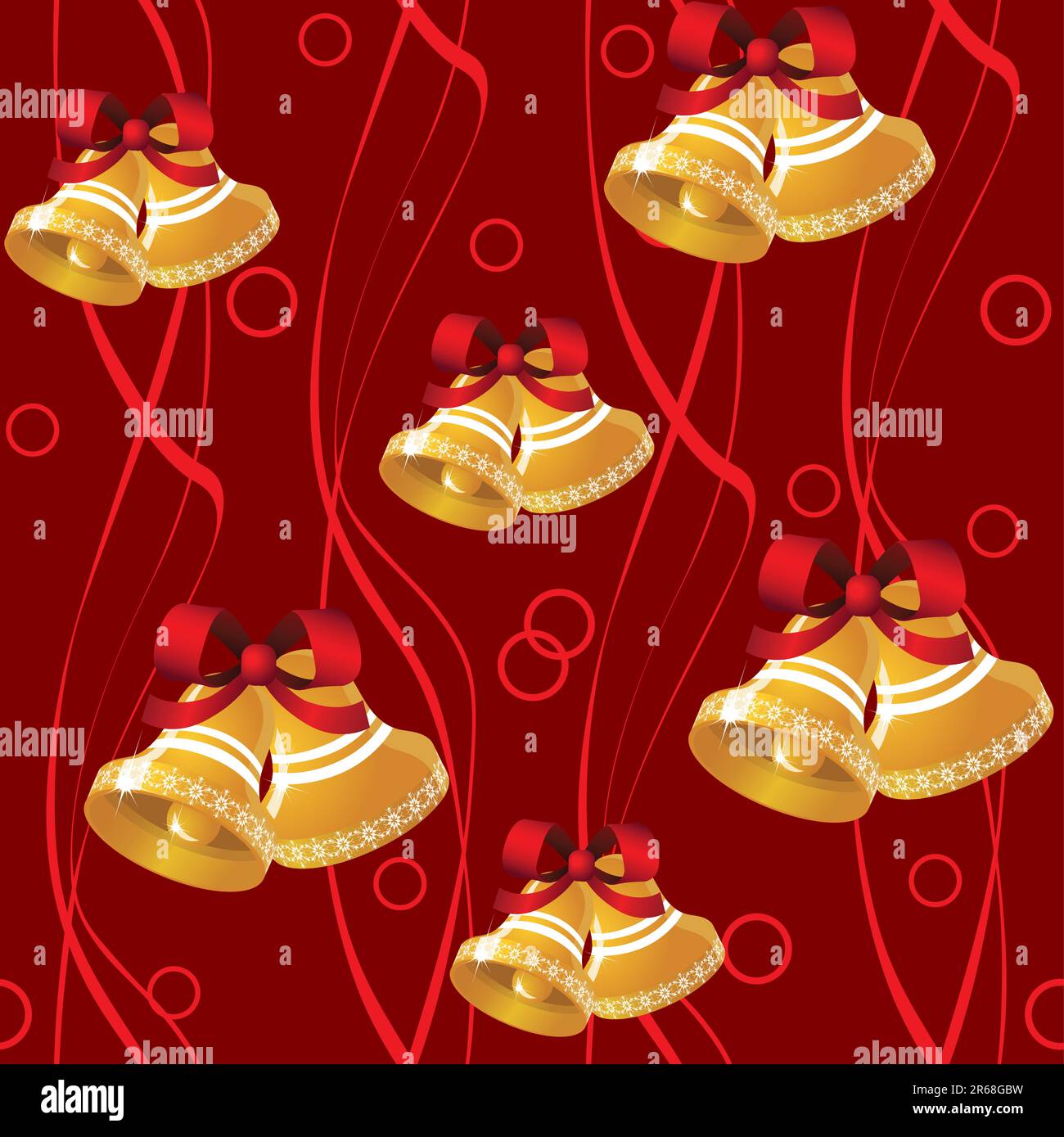 Seamless pattern from bells and tapes on the red background.(can be ...