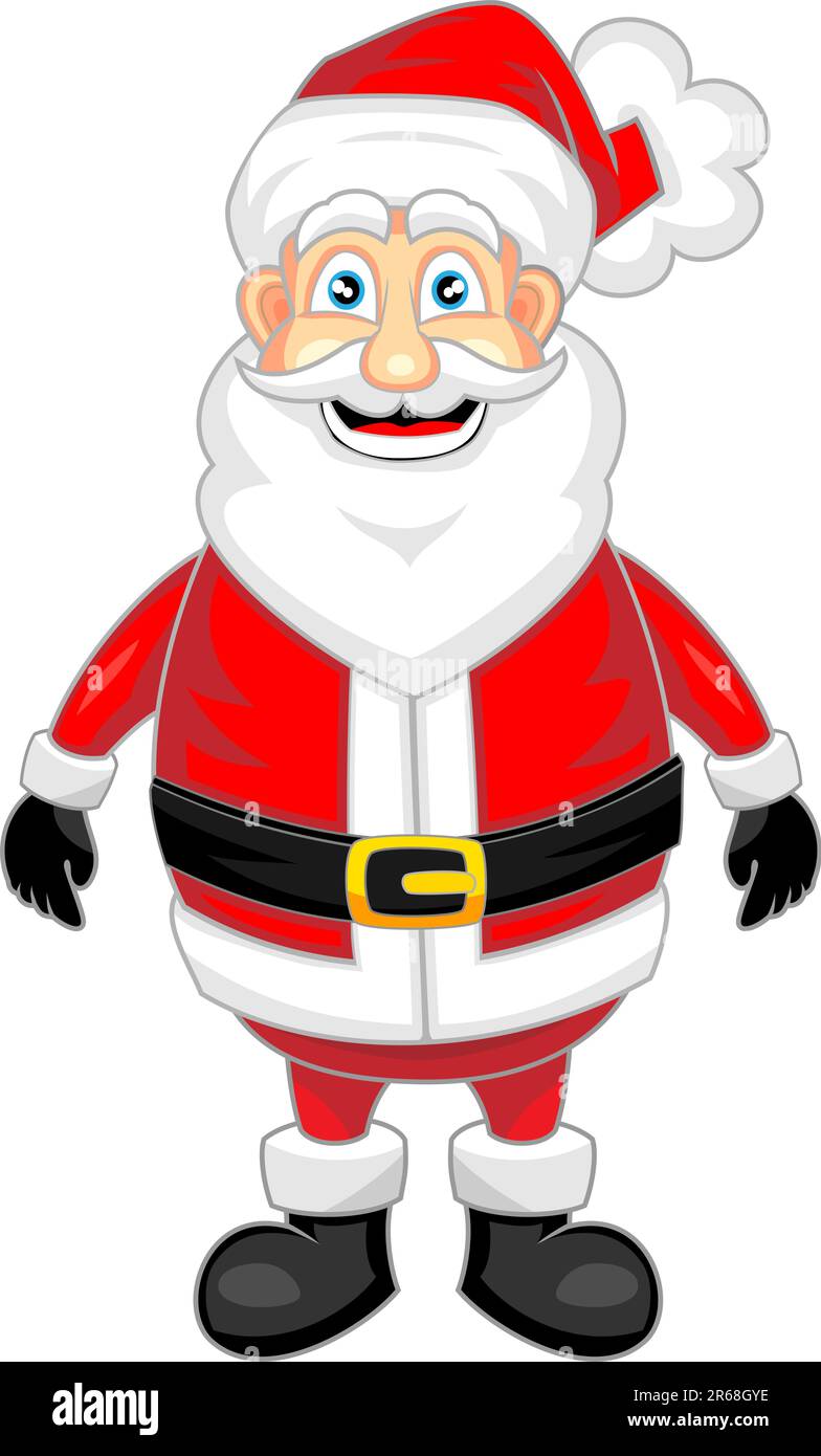 vector illustration of cute happy looking santa claus standing alone ...