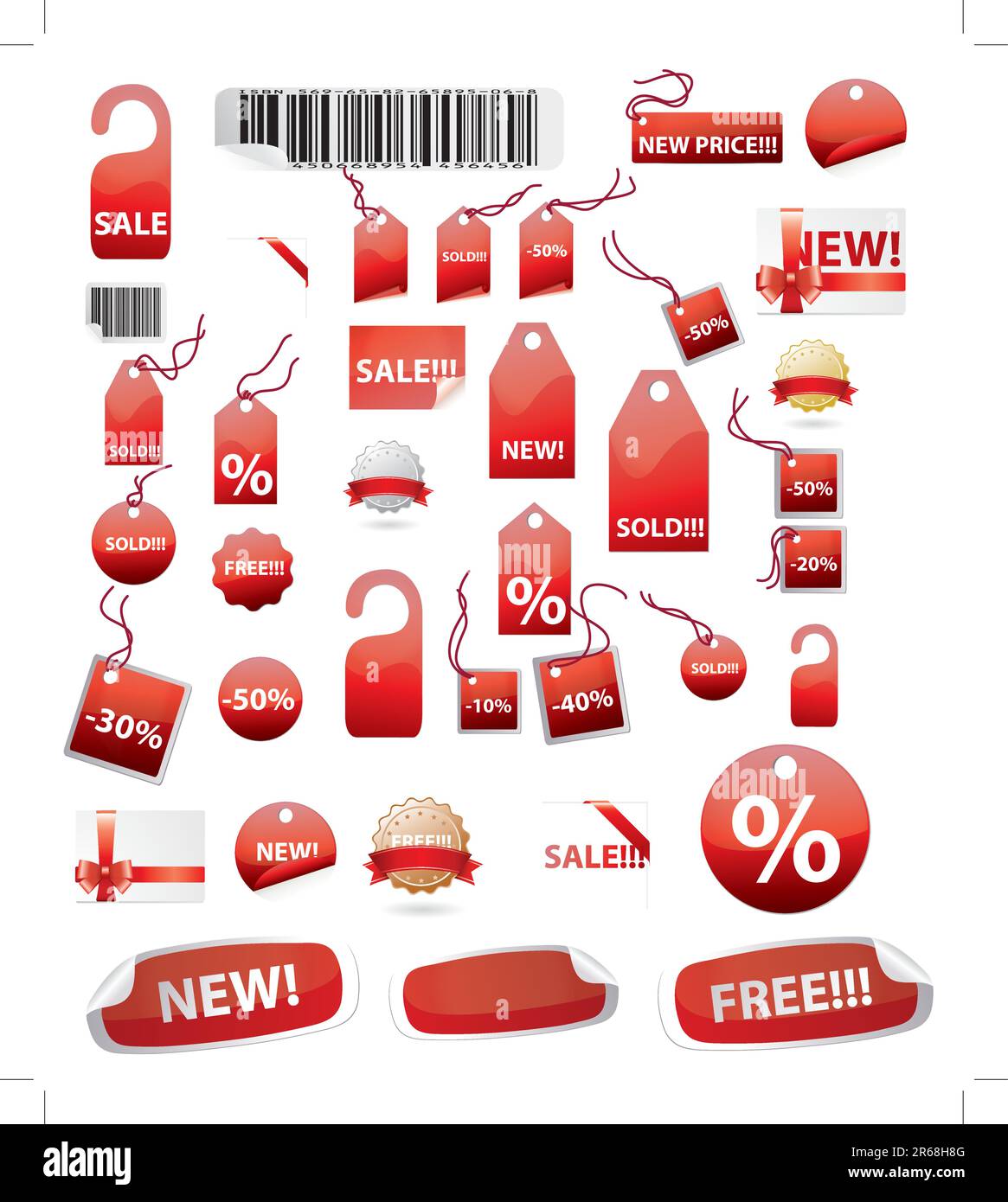 vector set of shopping tags and stickers in red color Stock Vector ...