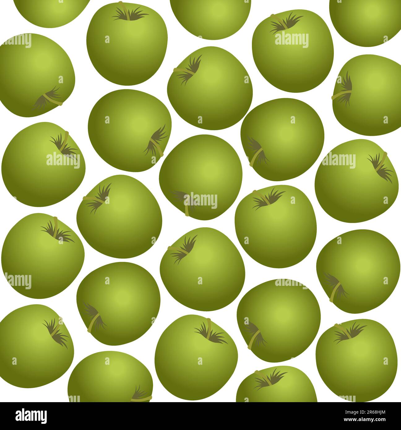Cartoon green apples pattern on a white background Stock Vector Image ...