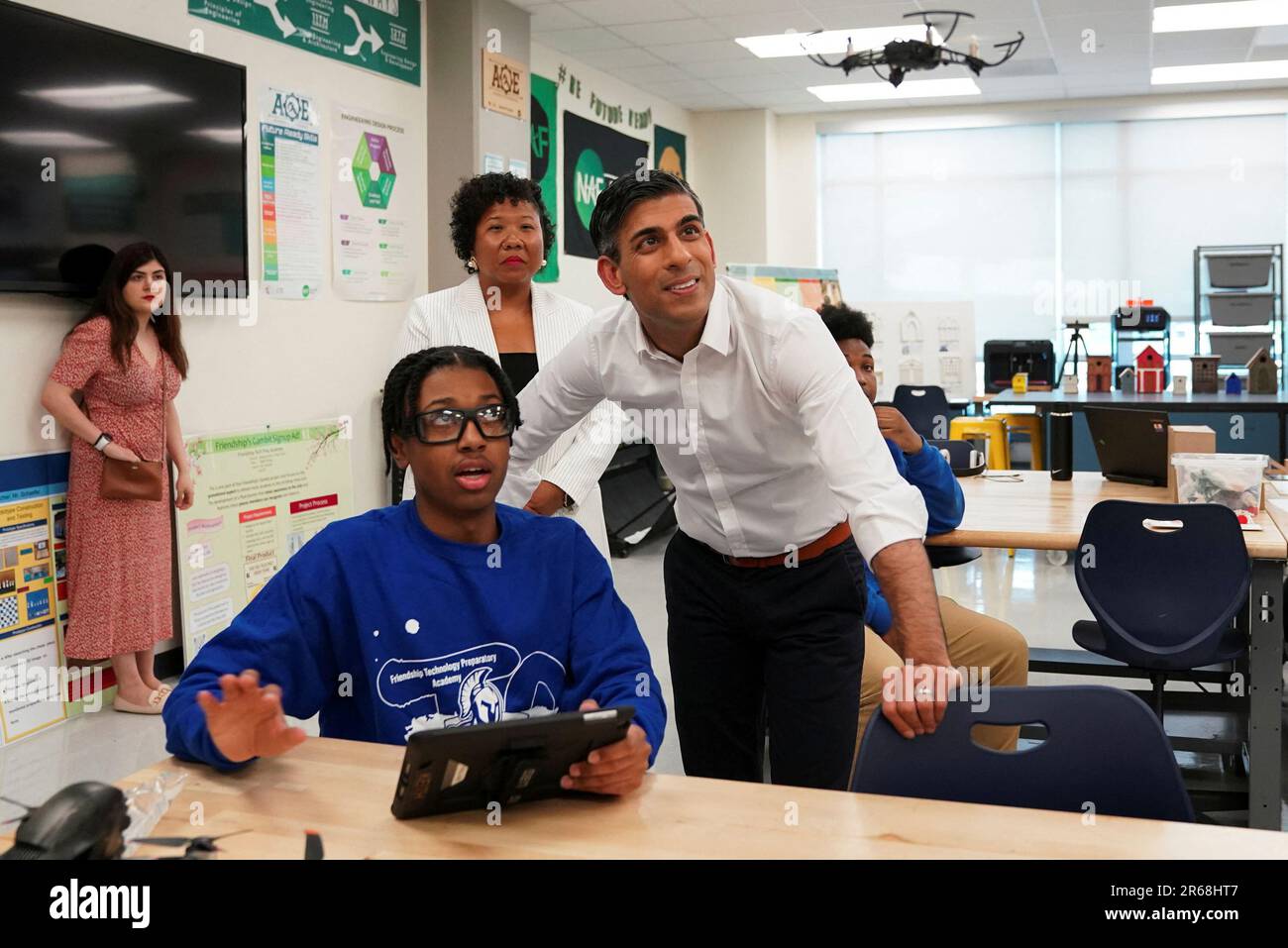 Prime Minister Rishi Sunak watches a drone demonstration as he visits ...