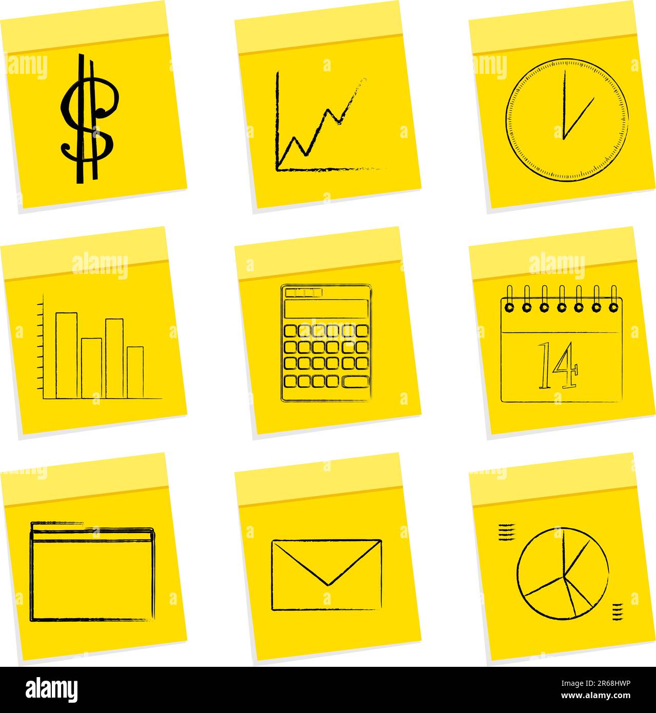 illustration of stick note of business icon on isolated background ...