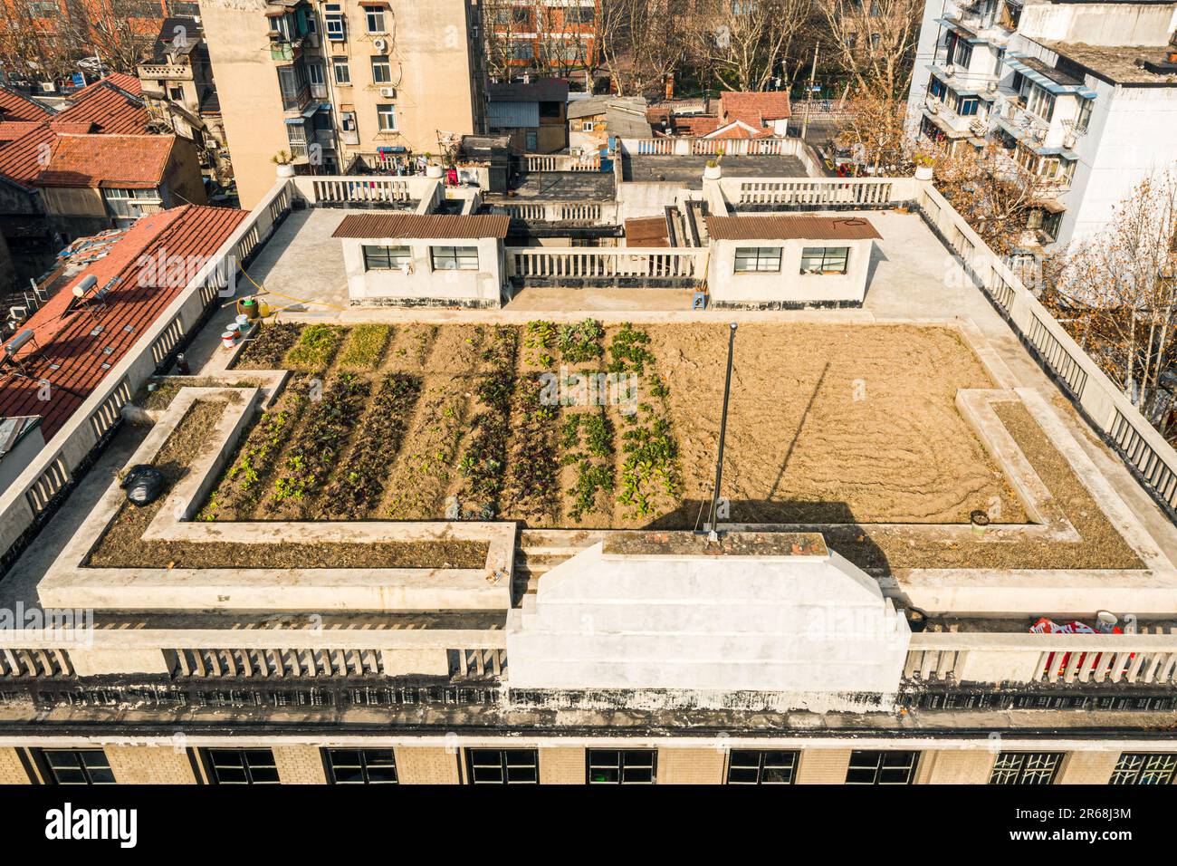 An aerial view of the former site of the Eighth Route Army's office in ...