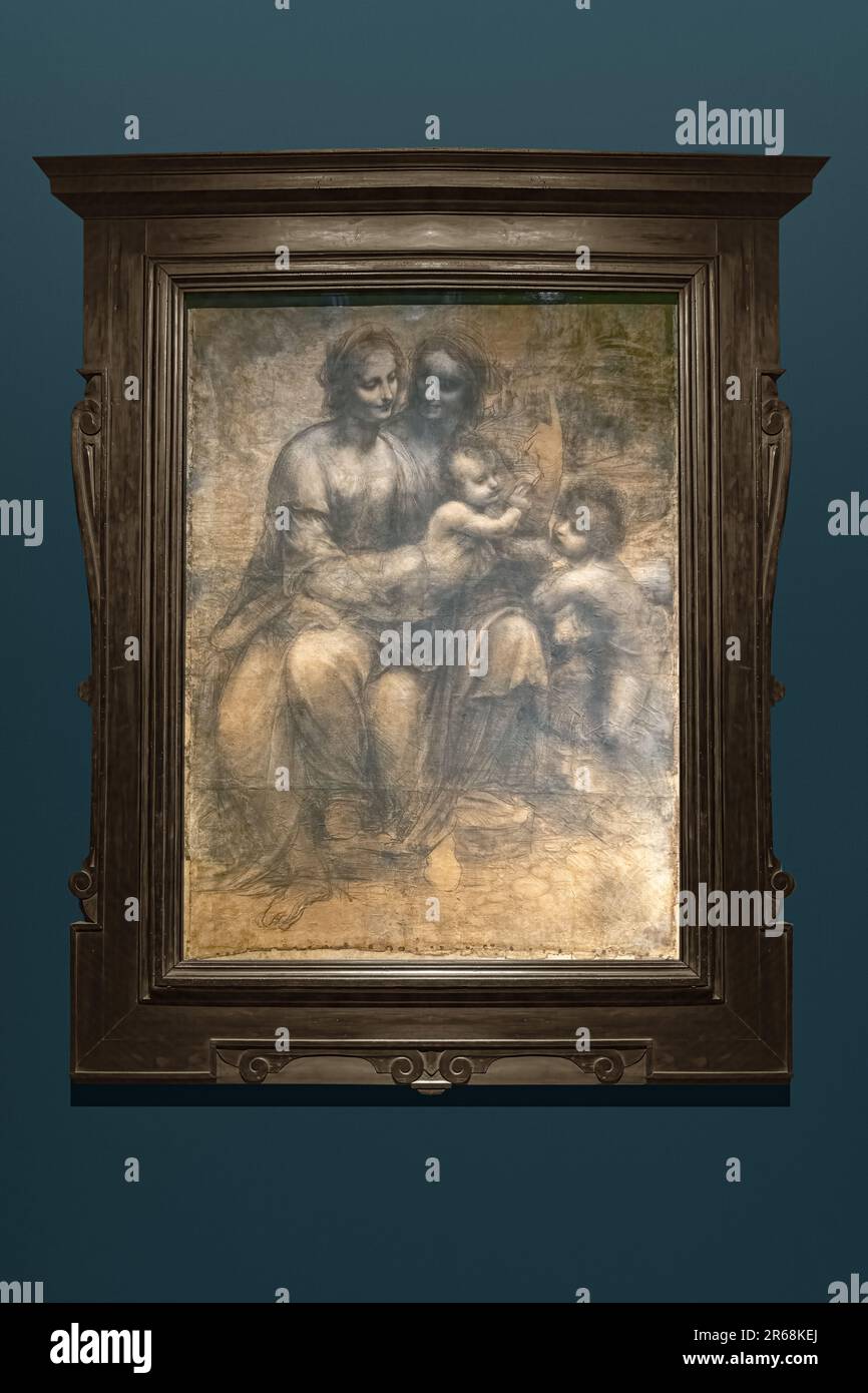 The Burlington House Cartoon by Leonardo da Vinci. Charcoal and wash ...