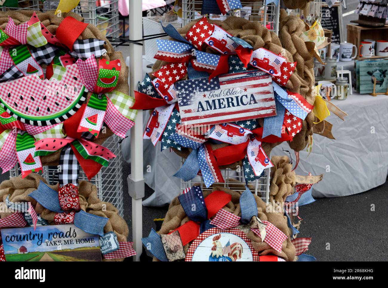 A vendor sells patriotic craft items at a festival in Abingdon ...