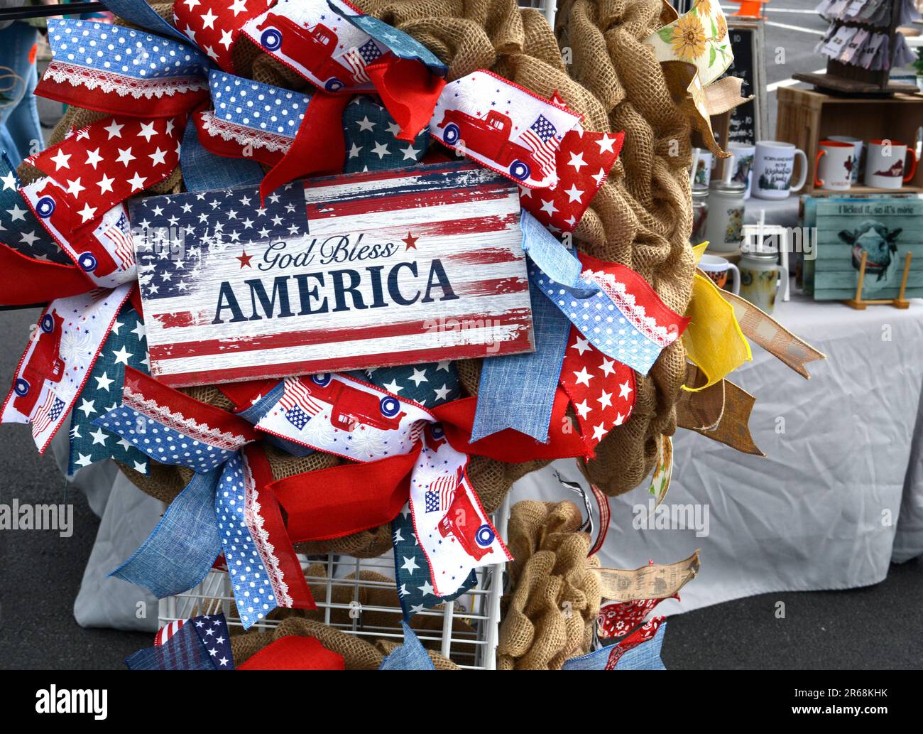 A vendor sells patriotic craft items at a festival in Abingdon ...