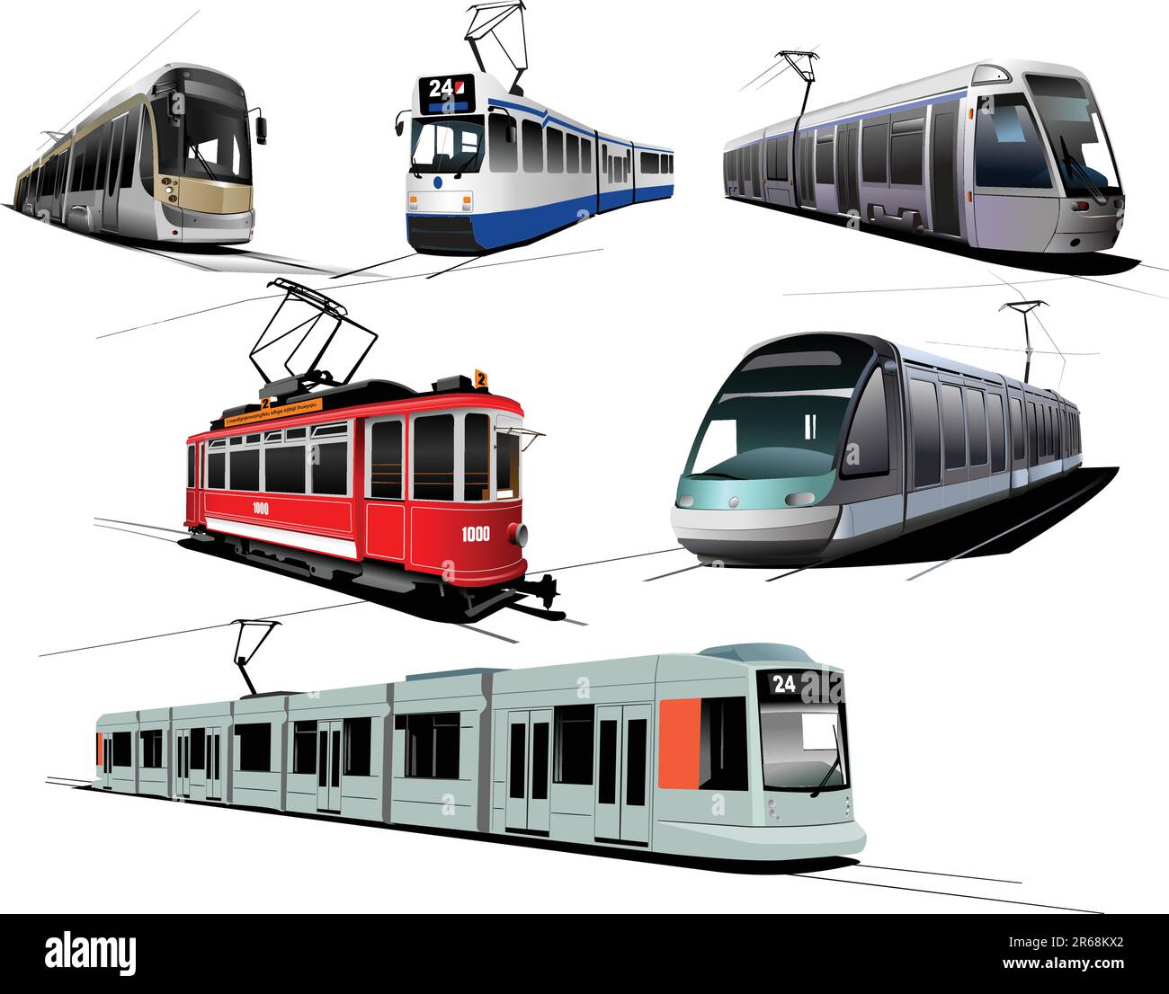 City transport. Six Trams. Vector illustration Stock Vector Image & Art ...