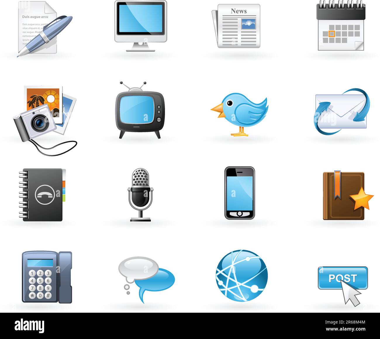 Communication channels and Social Media icon set Stock Vector Image ...