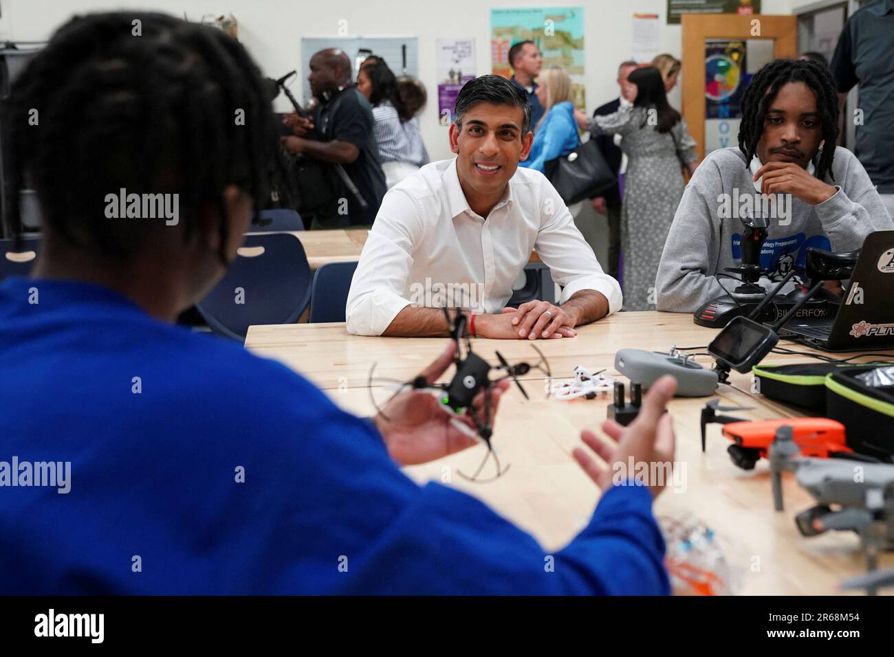 Prime Minister Rishi Sunak watches a drone demonstration as he visits ...