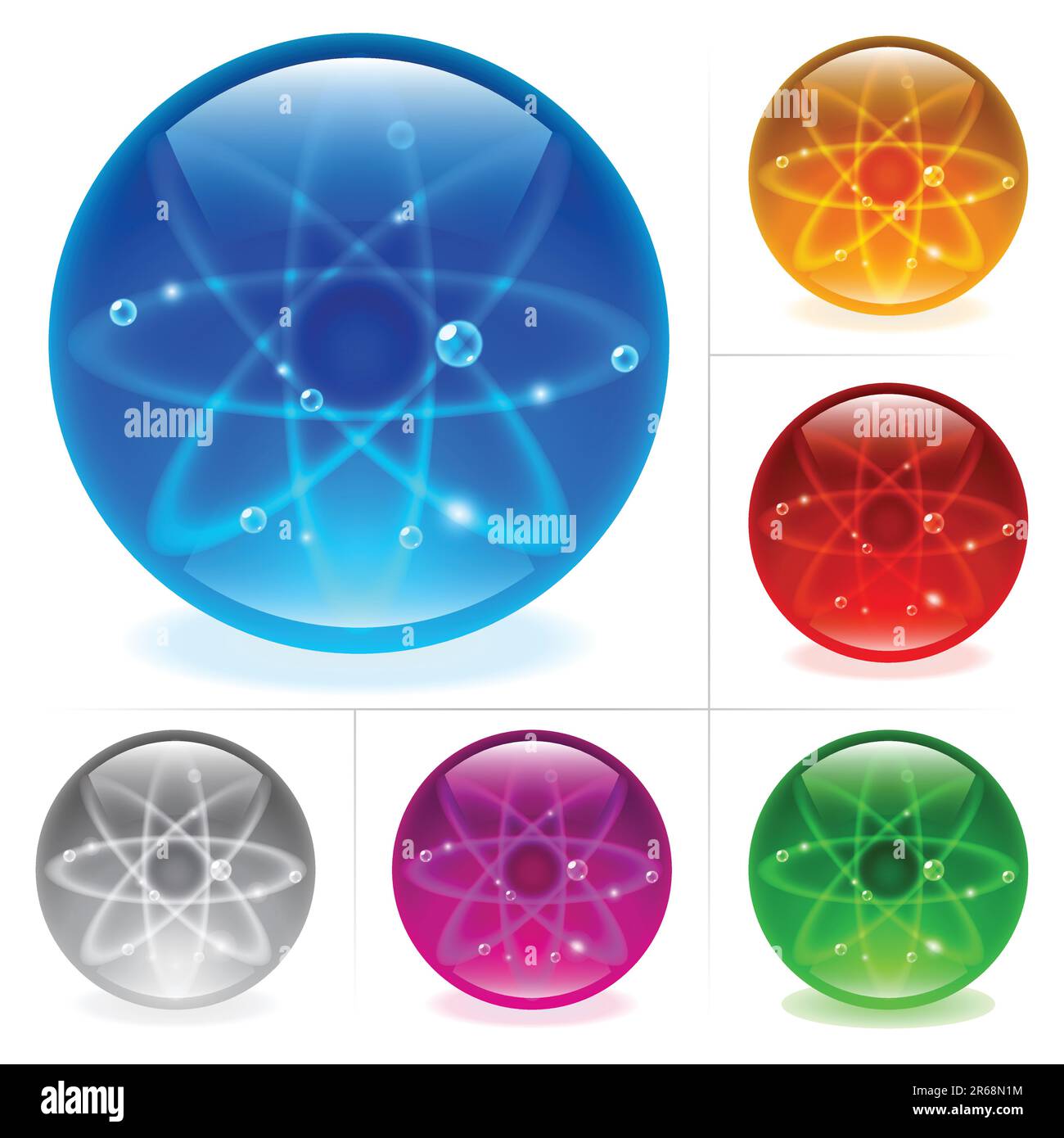 Collection of colorful glossy spheres isolated on white. Science Stock ...