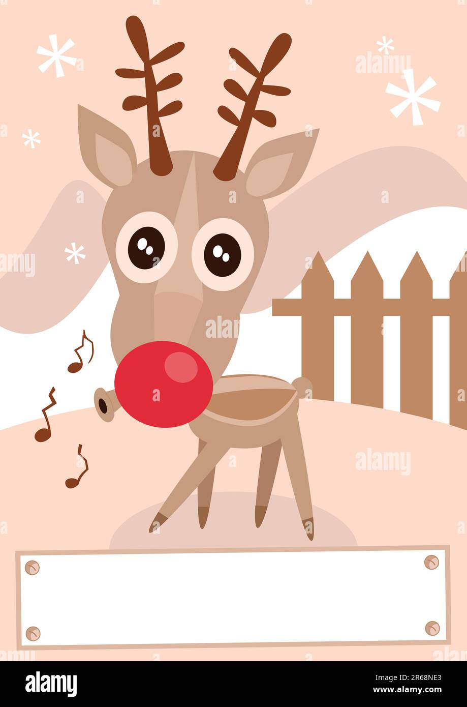 Funny vector illustration of reindeer during holiday season. All vector ...
