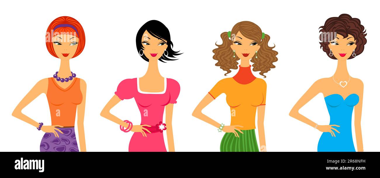 Four different style girls Stock Vector Image & Art - Alamy