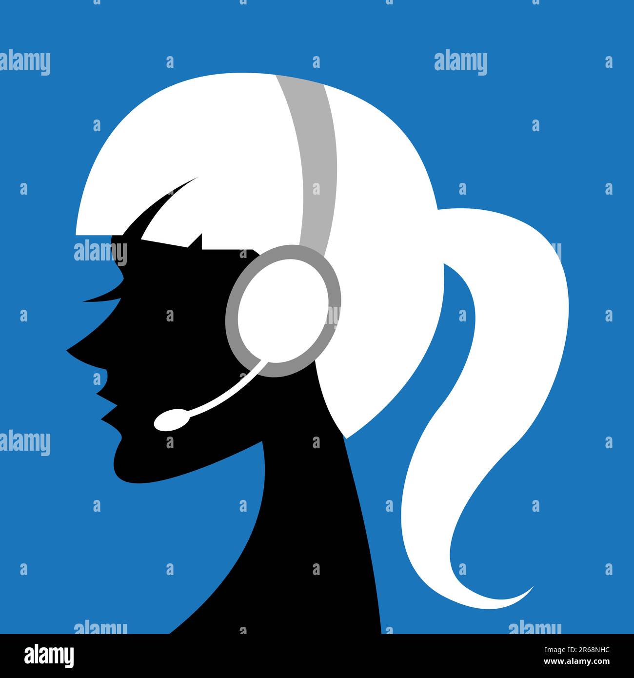 illustration of call center lady with headphone Stock Vector Image ...