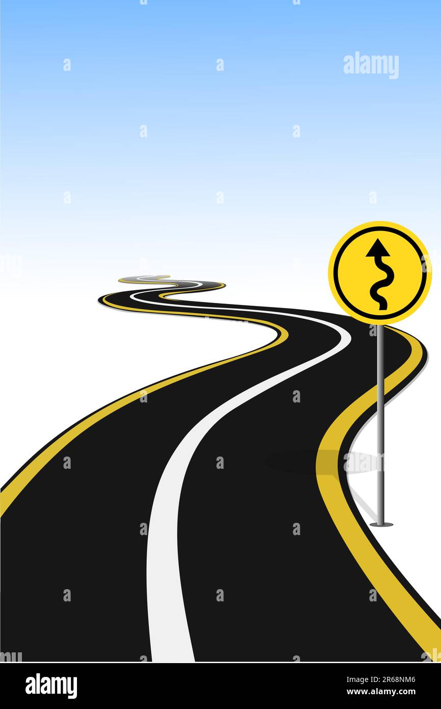 illustration of road sign pole beside highway Stock Vector Image & Art ...