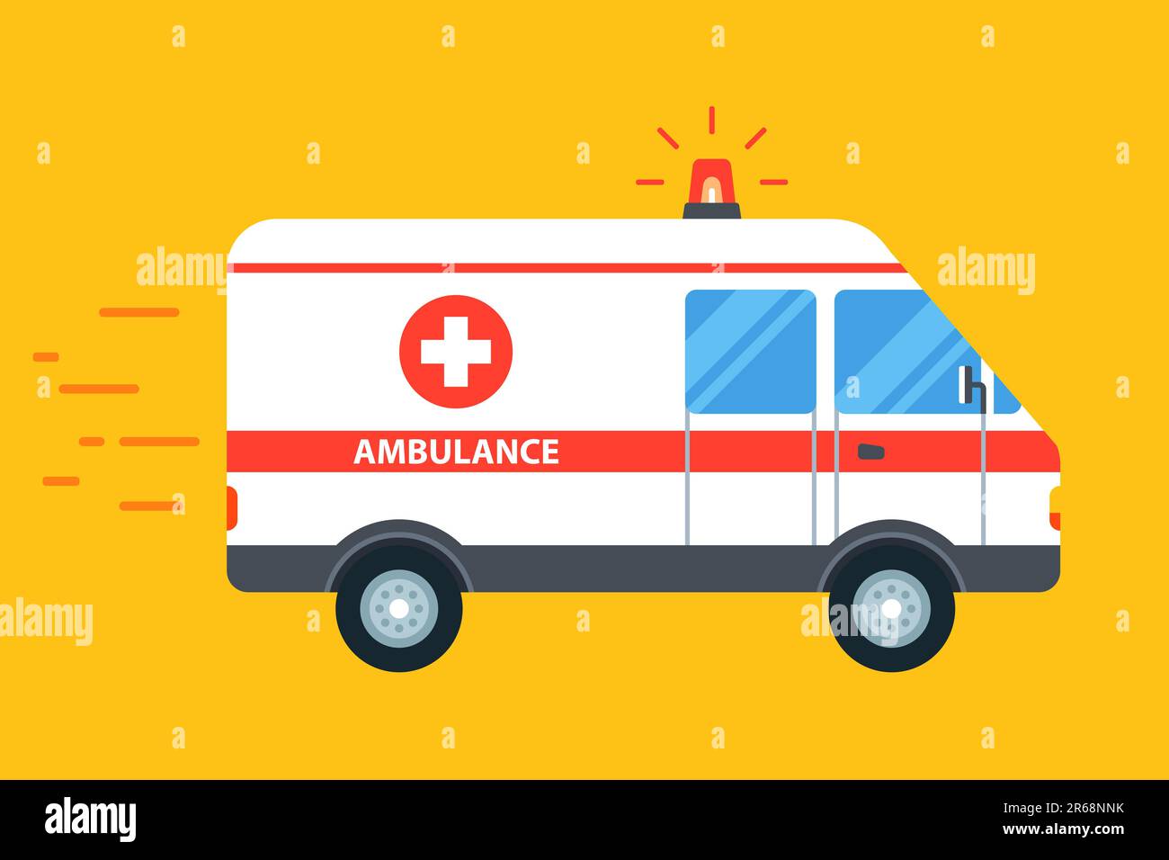 the ambulance goes to the call with the flasher on. Flat car vector ...