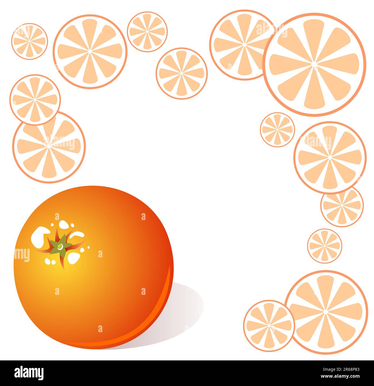 Stylized orange and slices on a white background Stock Vector Image ...