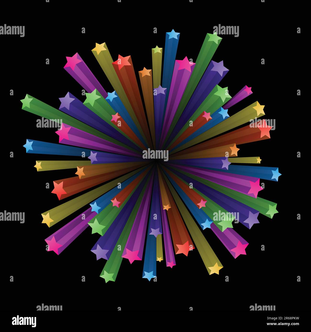 Vector illustration of colorful stars explode on black background Stock ...