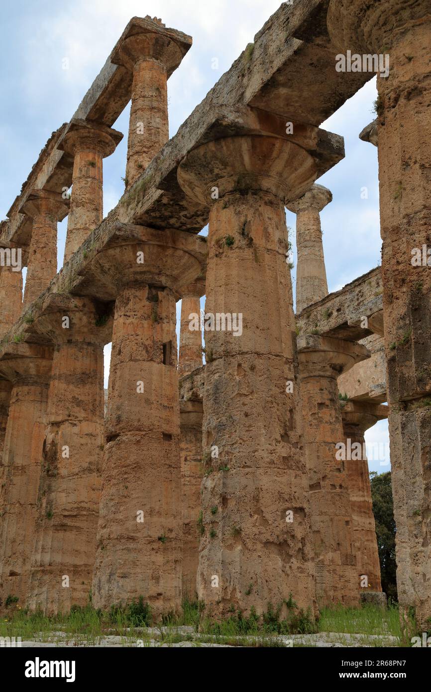 Greek temples of the ancient Greek city Paestum in Italy. Temple of ...