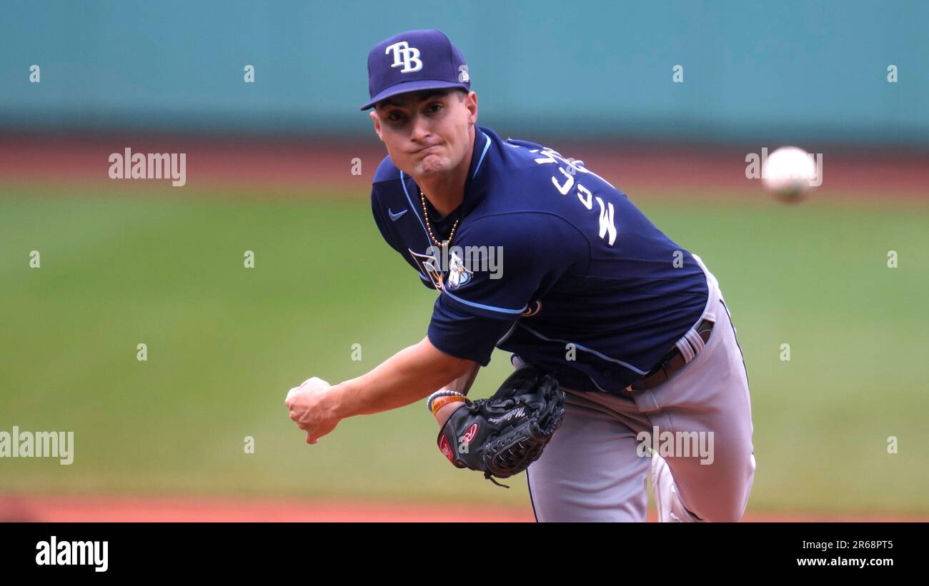 Tampa Bay Rays starting pitcher Shane McClanahan during a baseball game ...