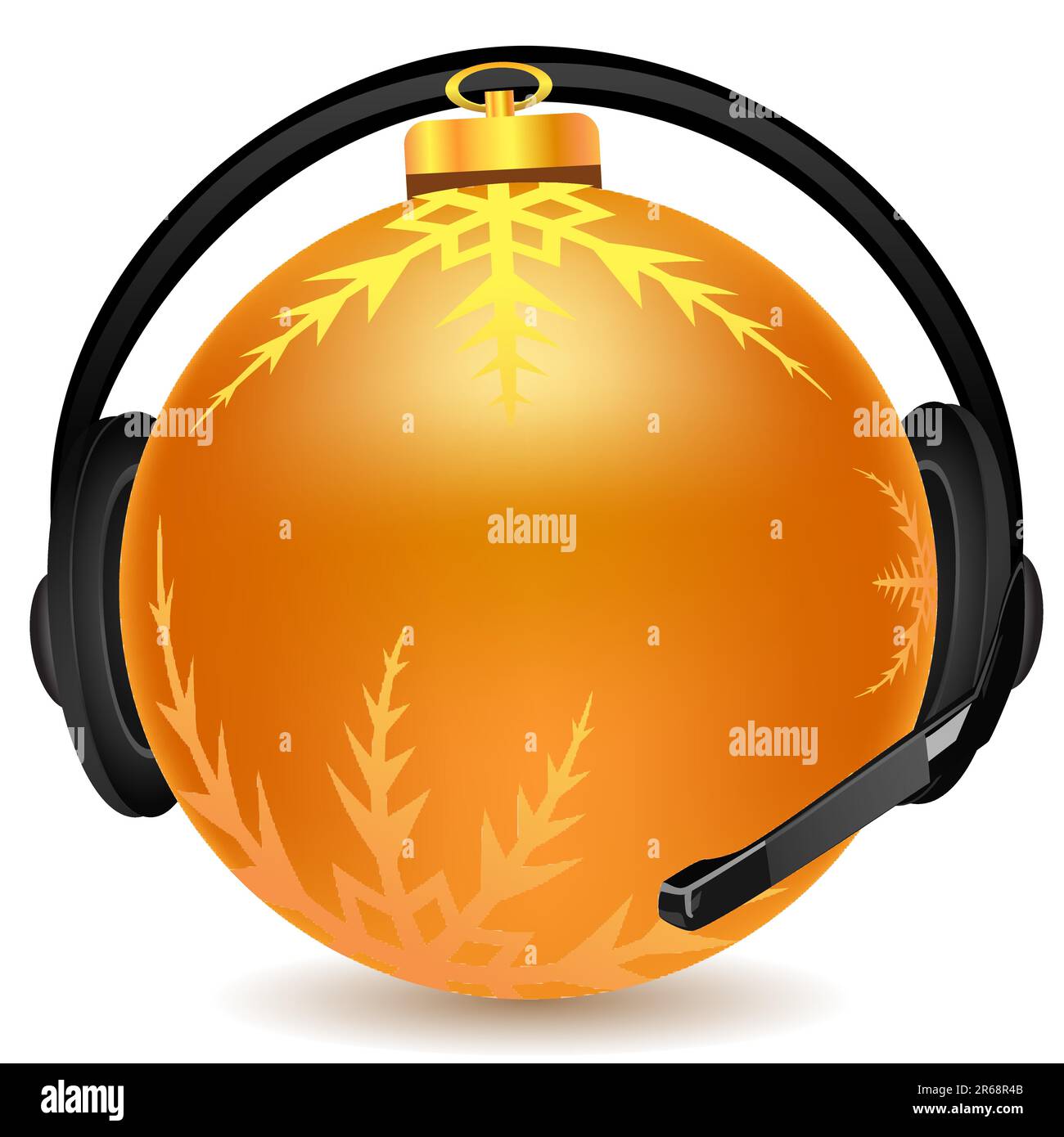 illustration of headphone with christmas ball on white background Stock ...