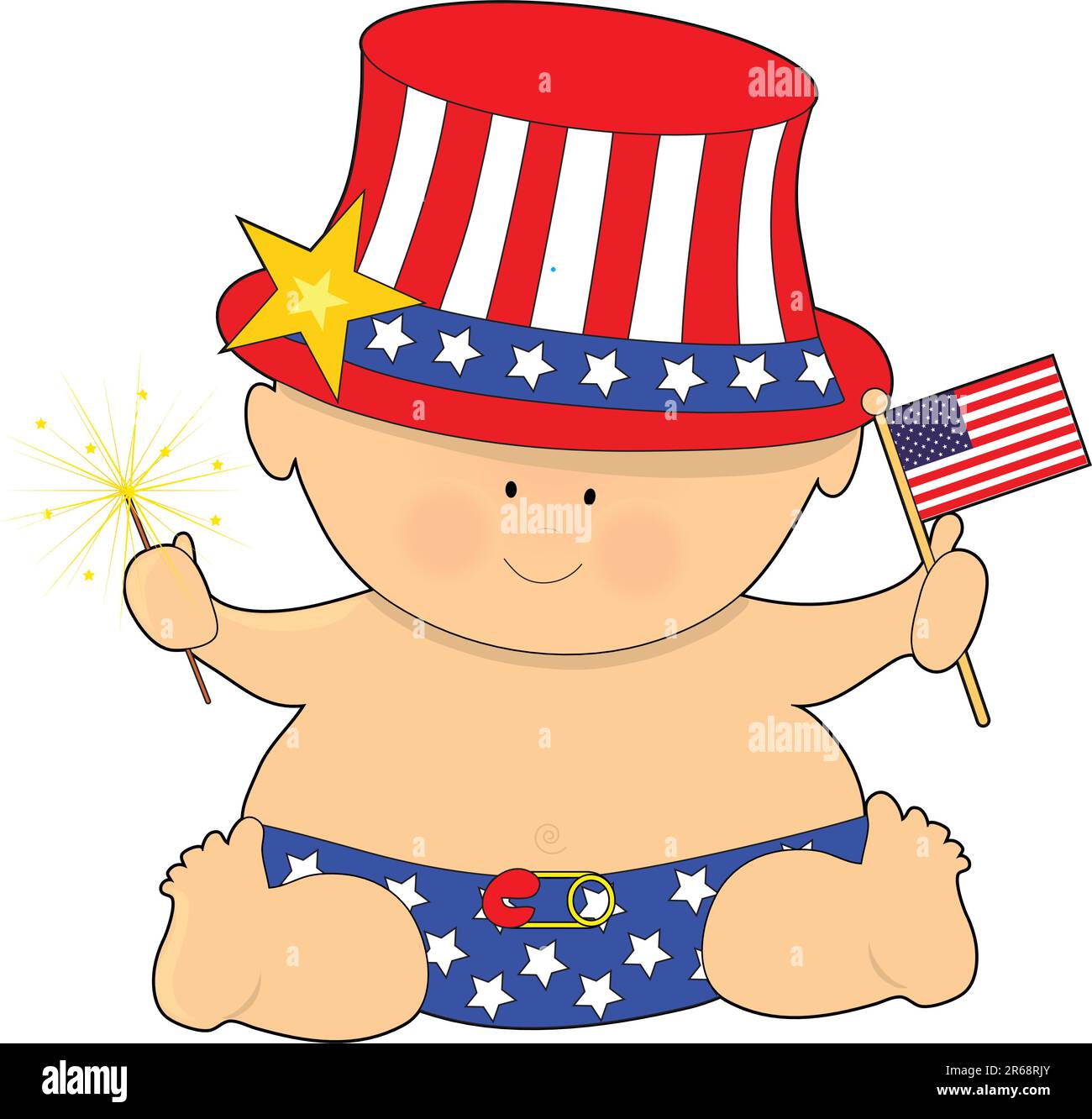 A cute baby holding the American Flag on the Fourth of JUly Stock ...