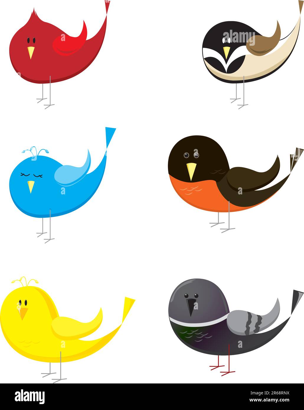 Set of six songbirds - vector based Stock Vector Image & Art - Alamy