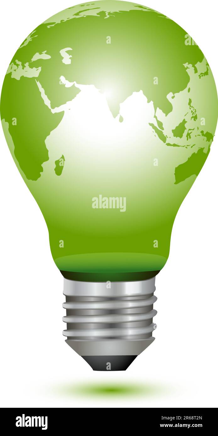 illustration of bulb with world map on it Stock Vector Image & Art - Alamy