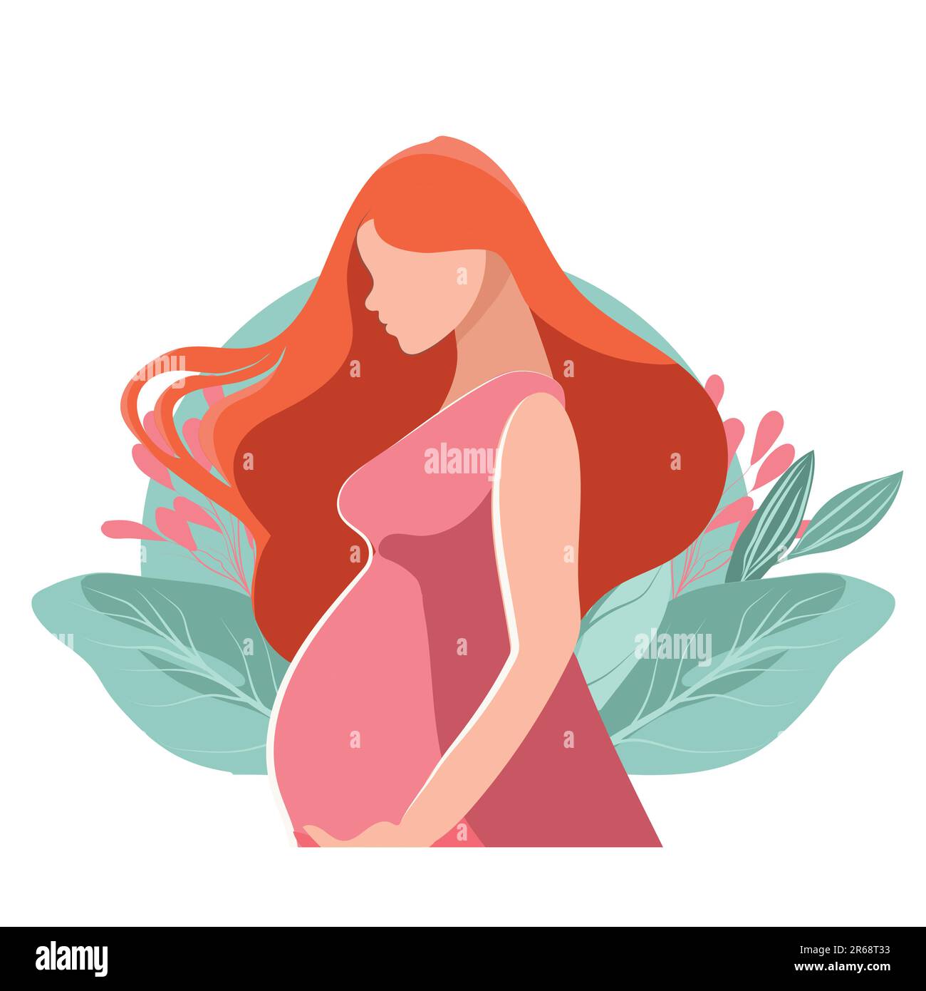 Pregnant woman, concept vector illustration in cute cartoon style ...