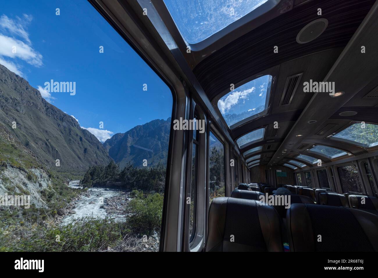 view from PeruRail Vistadome carriage, train from Cusco to Machu Picchu ...