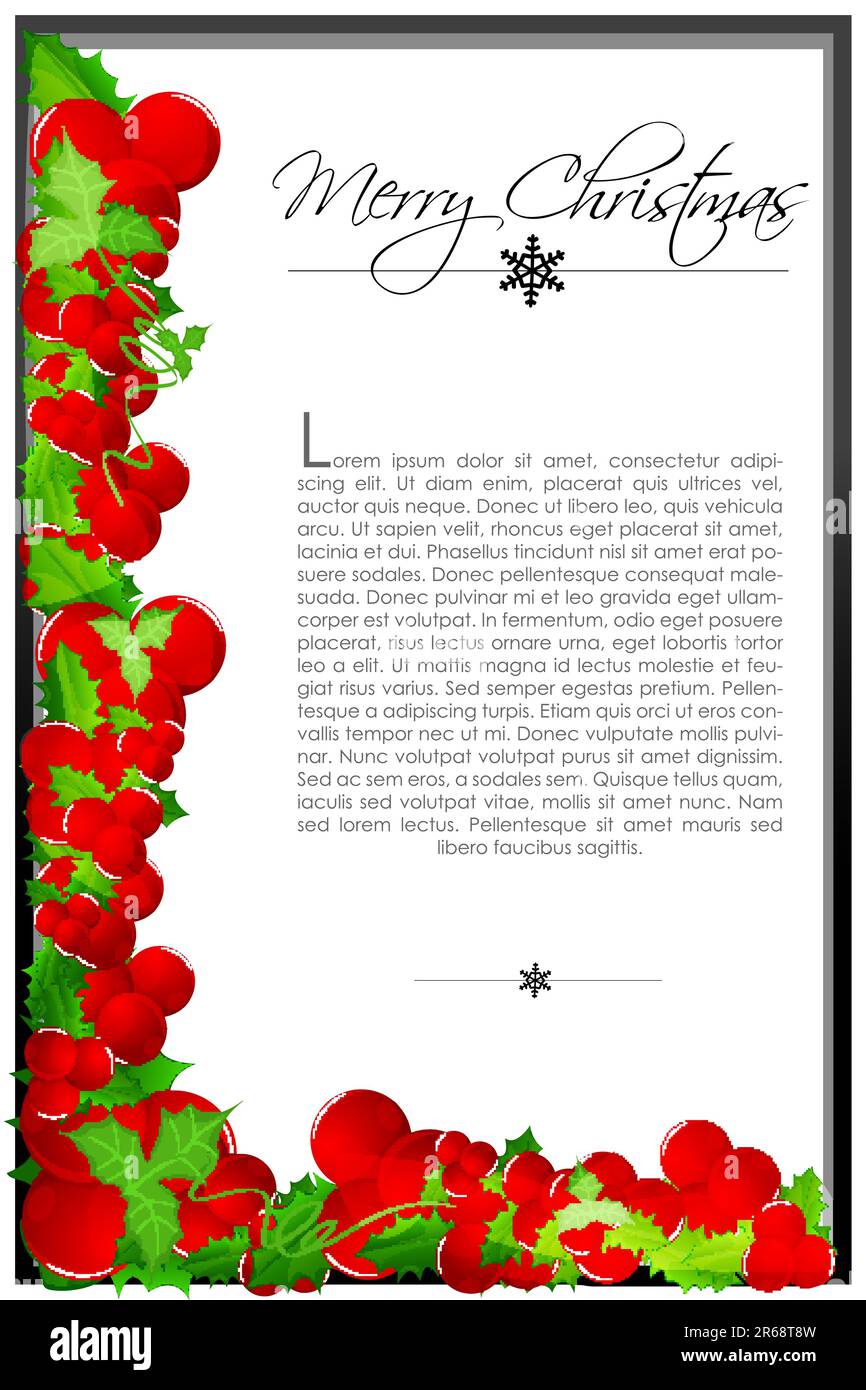 illustration of christmas card decorated with cherries Stock Vector ...