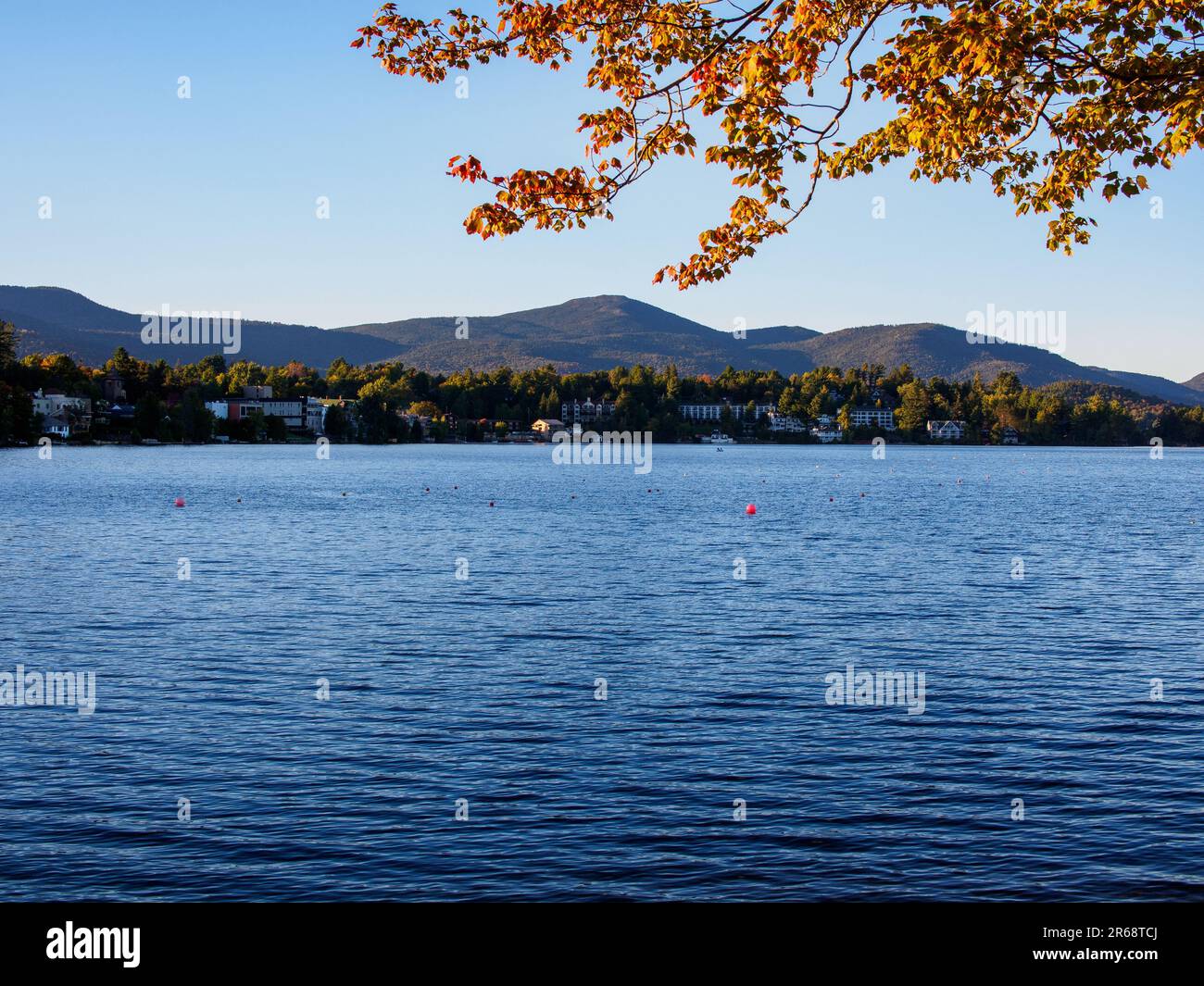 Breathtaking view of Lake Placid, perfectly framed by vibrant fall ...