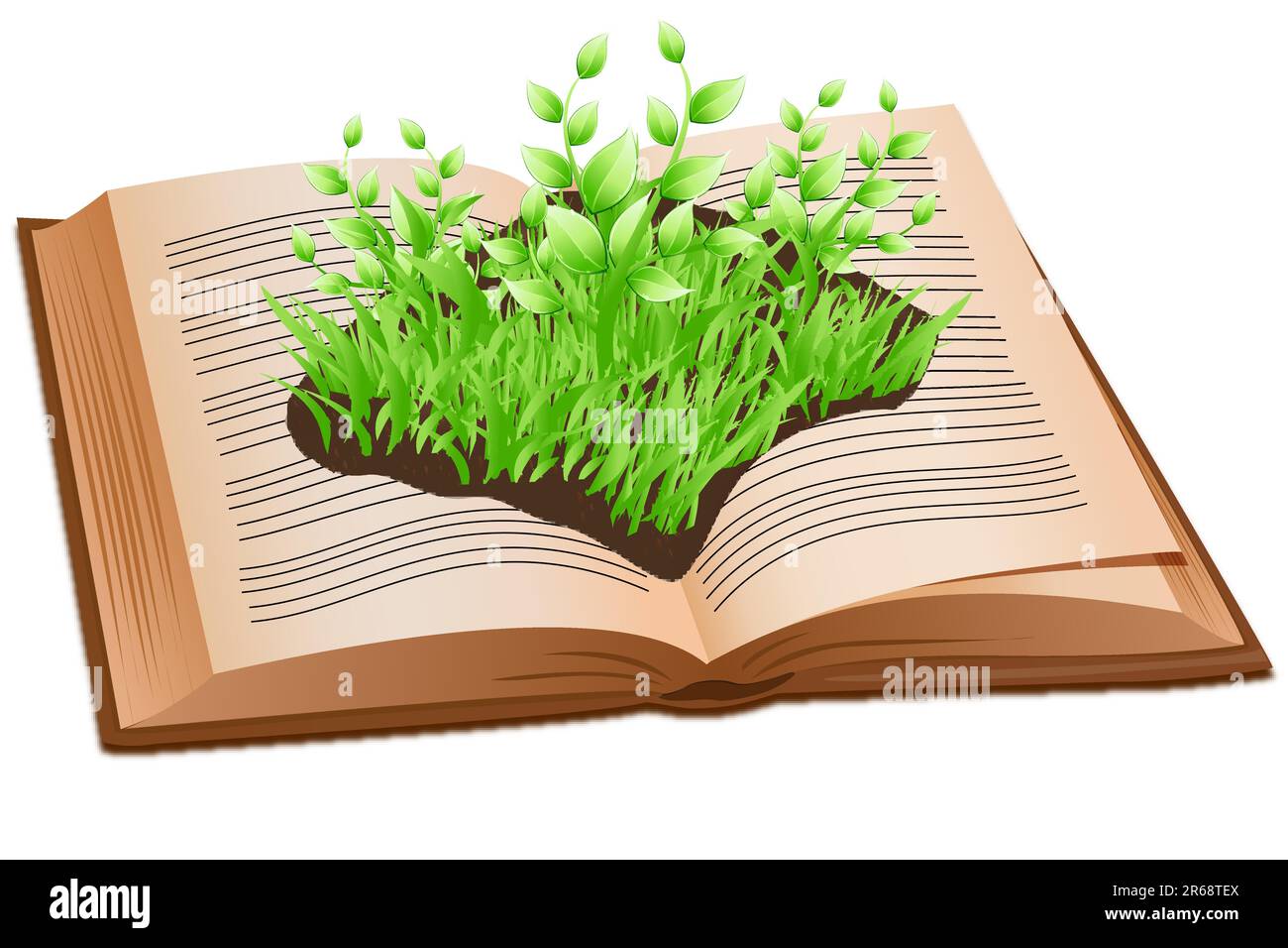 illustration of grass on open book on white background Stock Vector ...